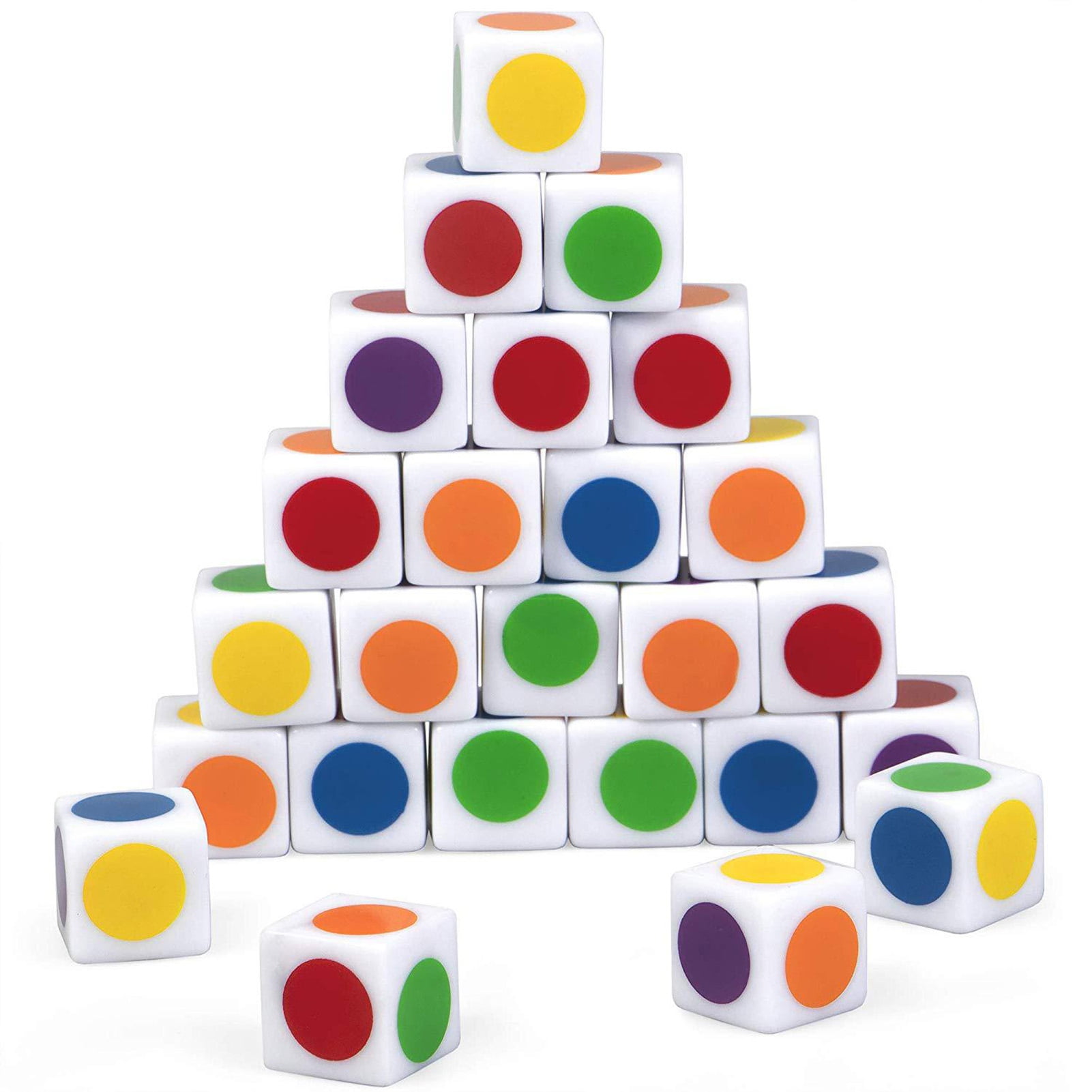 BAETEUY 10Pcs Colorful Dice 16MM Teach Primary Secondary Colors Fun ...