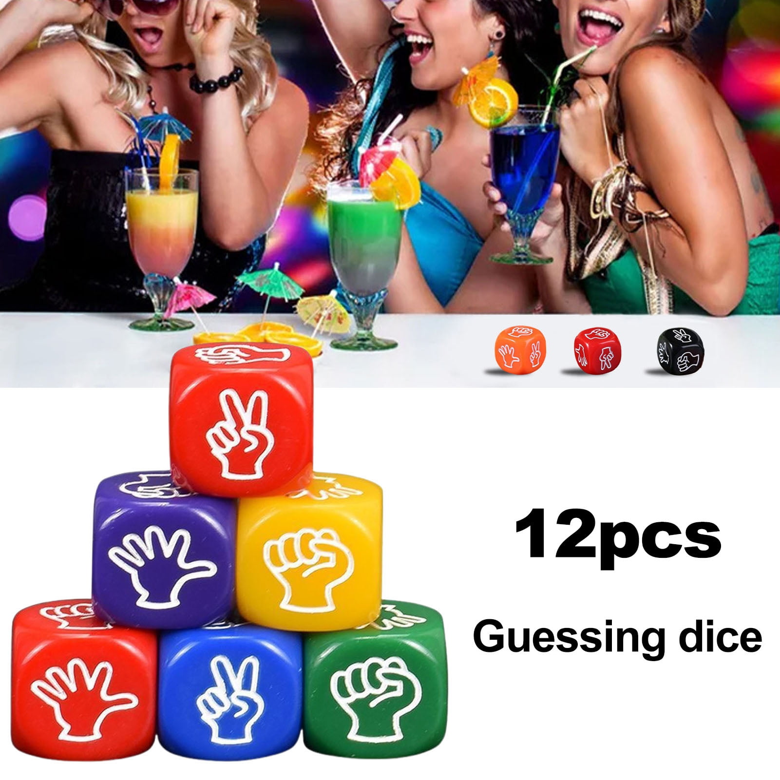 BAETEUY 12Pcs Rock Paper Scissors Dice - Finger Guessing Mini Dice, Colorful 6-Sided Plastic ...
