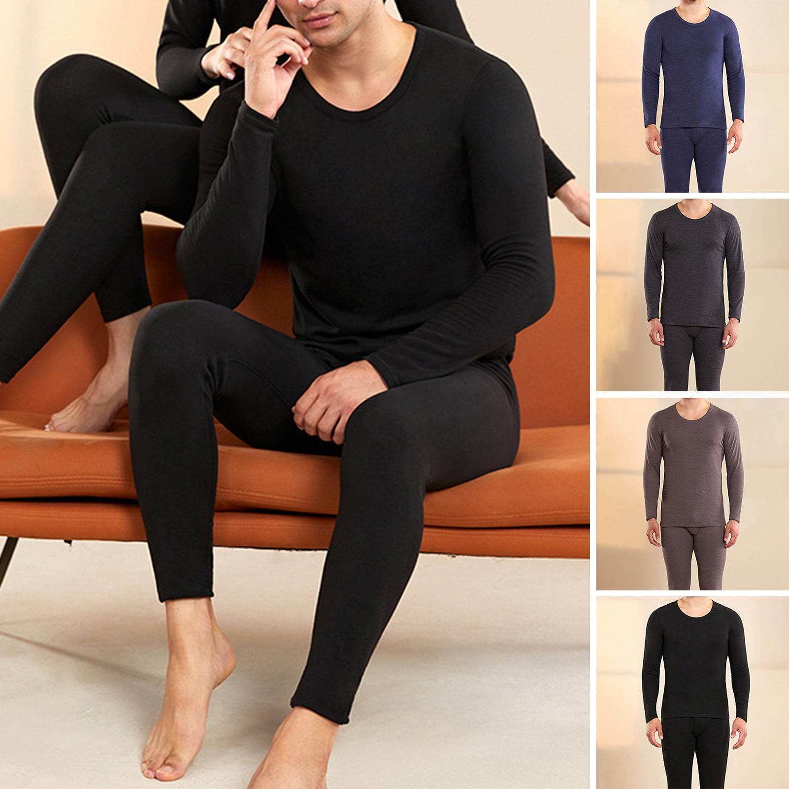 BAETEUY 2 Pack Men's Warm Thermal Underwear Set Long Sleeve Top ...
