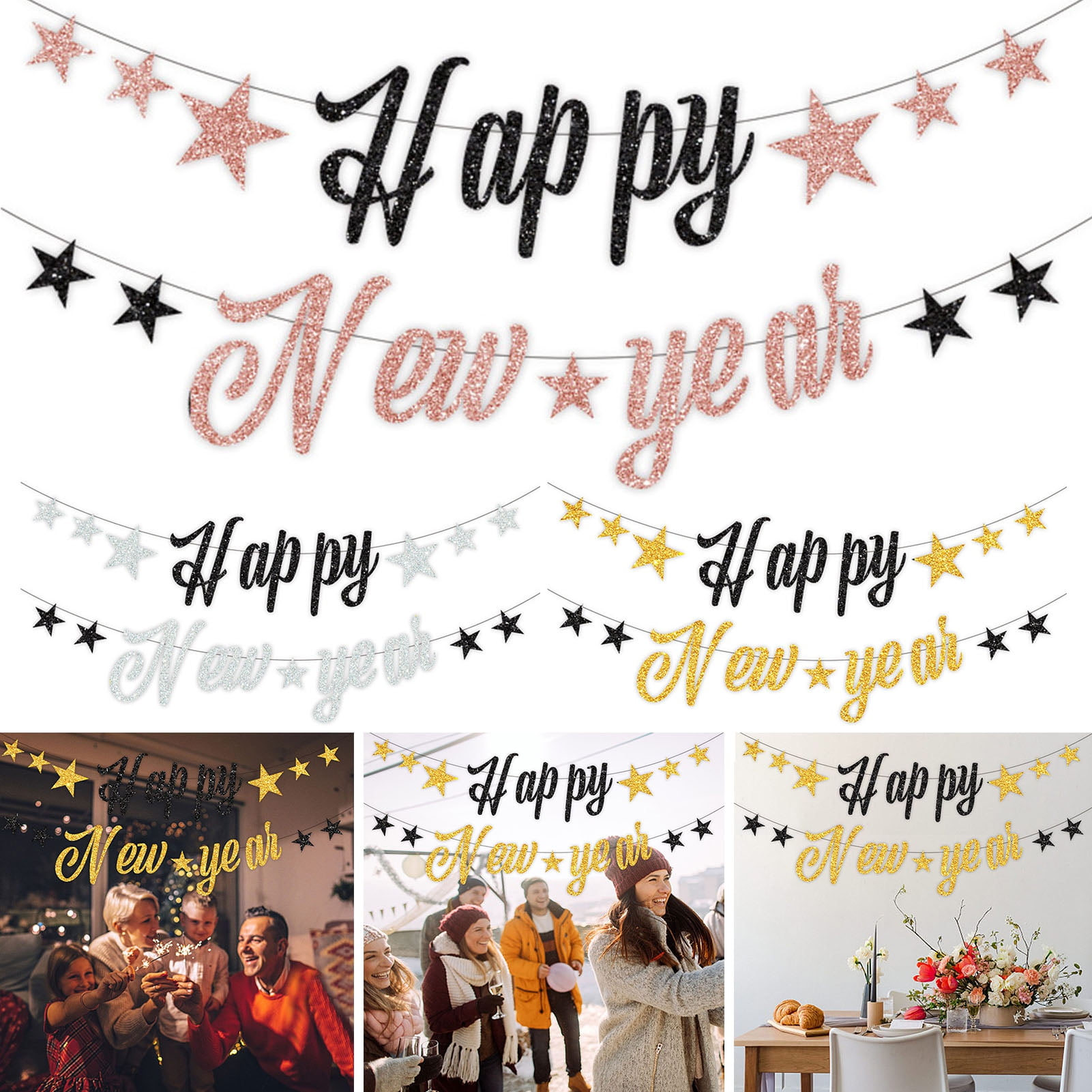 BAETEUY 2024 New Year Banner Sparkling Vibrant Color Fine Texture Fade ...