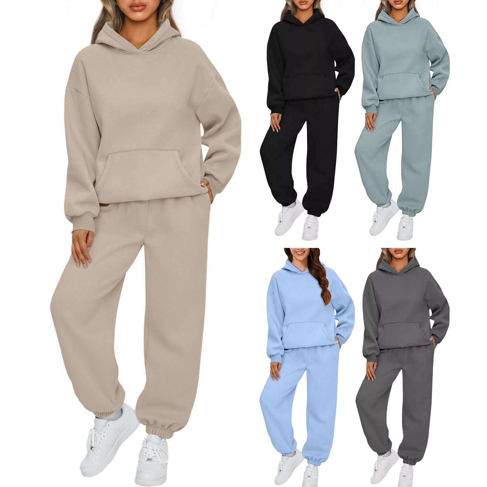 BAETEUY 2pcs Women's Sport Top and Pants Set, Hooded Long Sleeve Hoodie ...