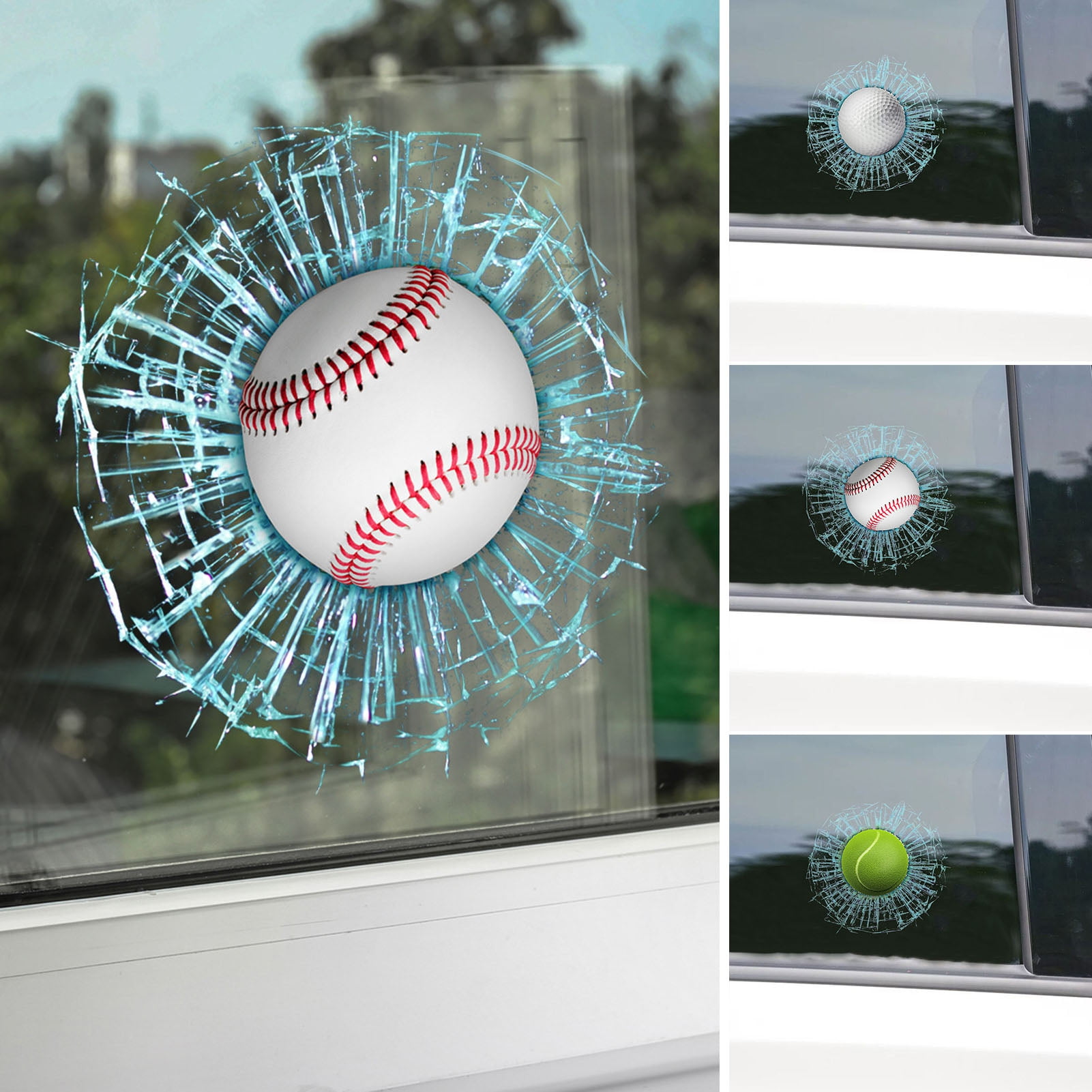 BAETEUY 3D Prank Tricky Broken Glass Sticker Realistic Visual Impact ...