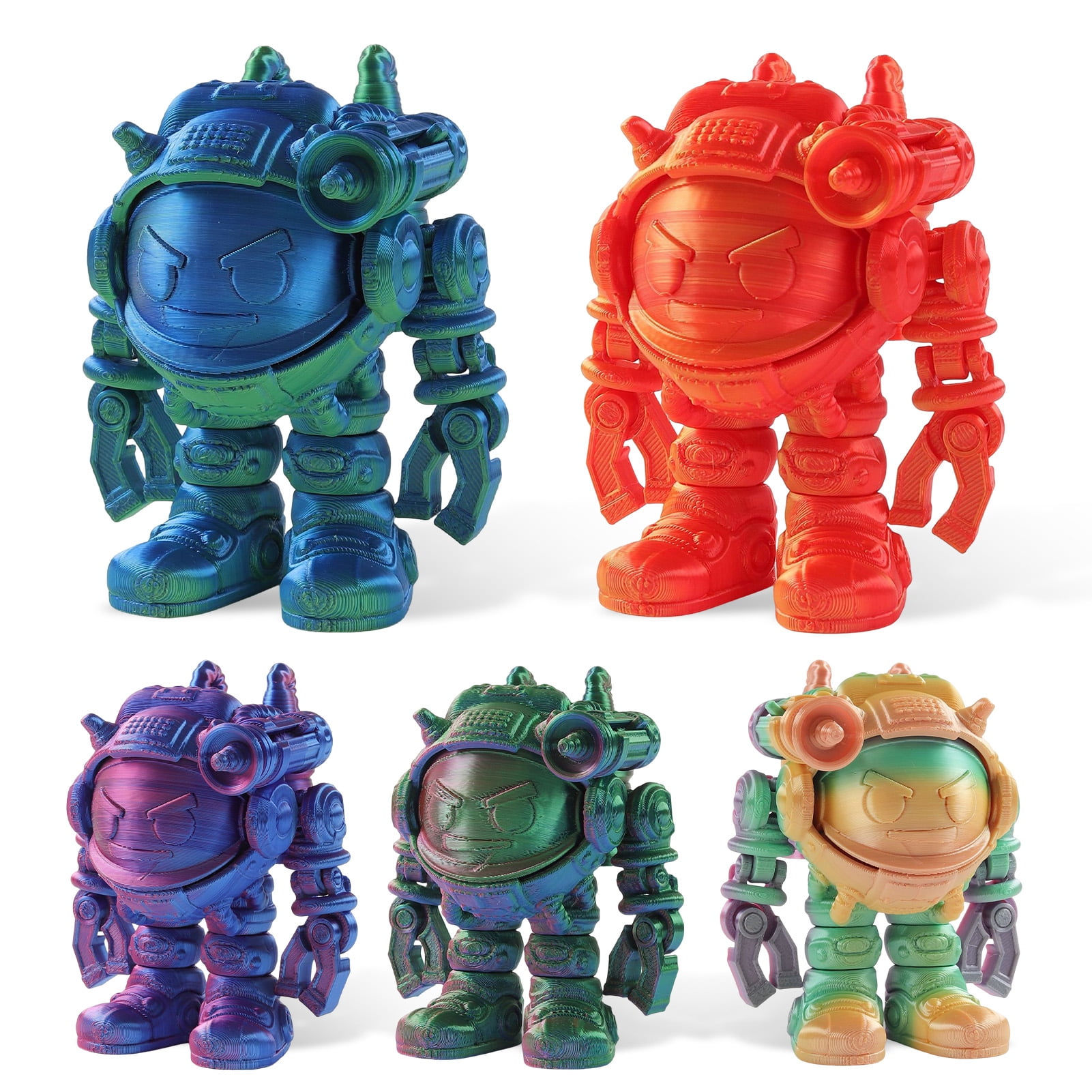 BAETEUY 3D Printed Mecha Astronaut Figurine, Colorful Cartoon Spaceman ...