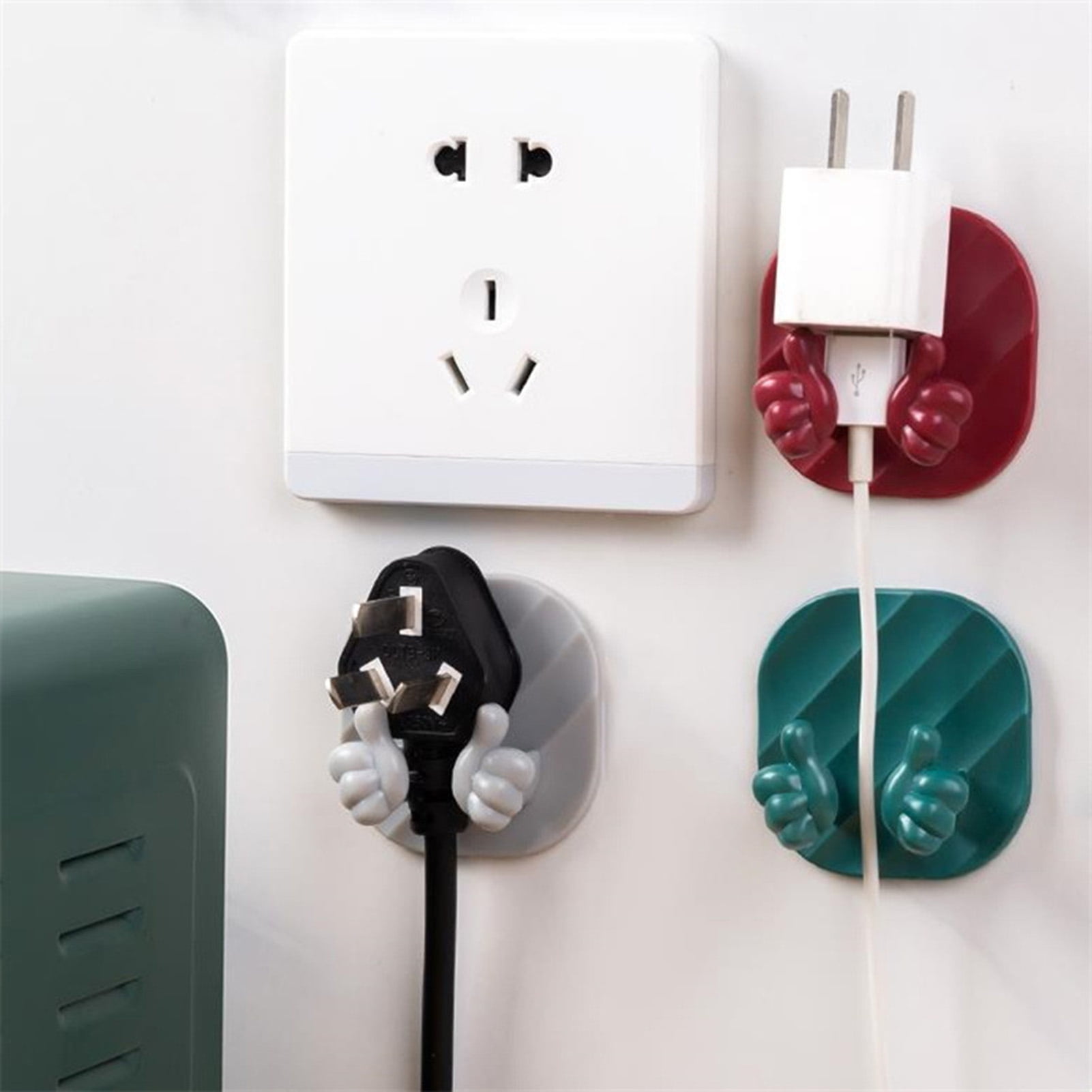 BAETEUY 3Pcs Power Cord Hooks Creative Shape Punch Free Self Adhesive ...