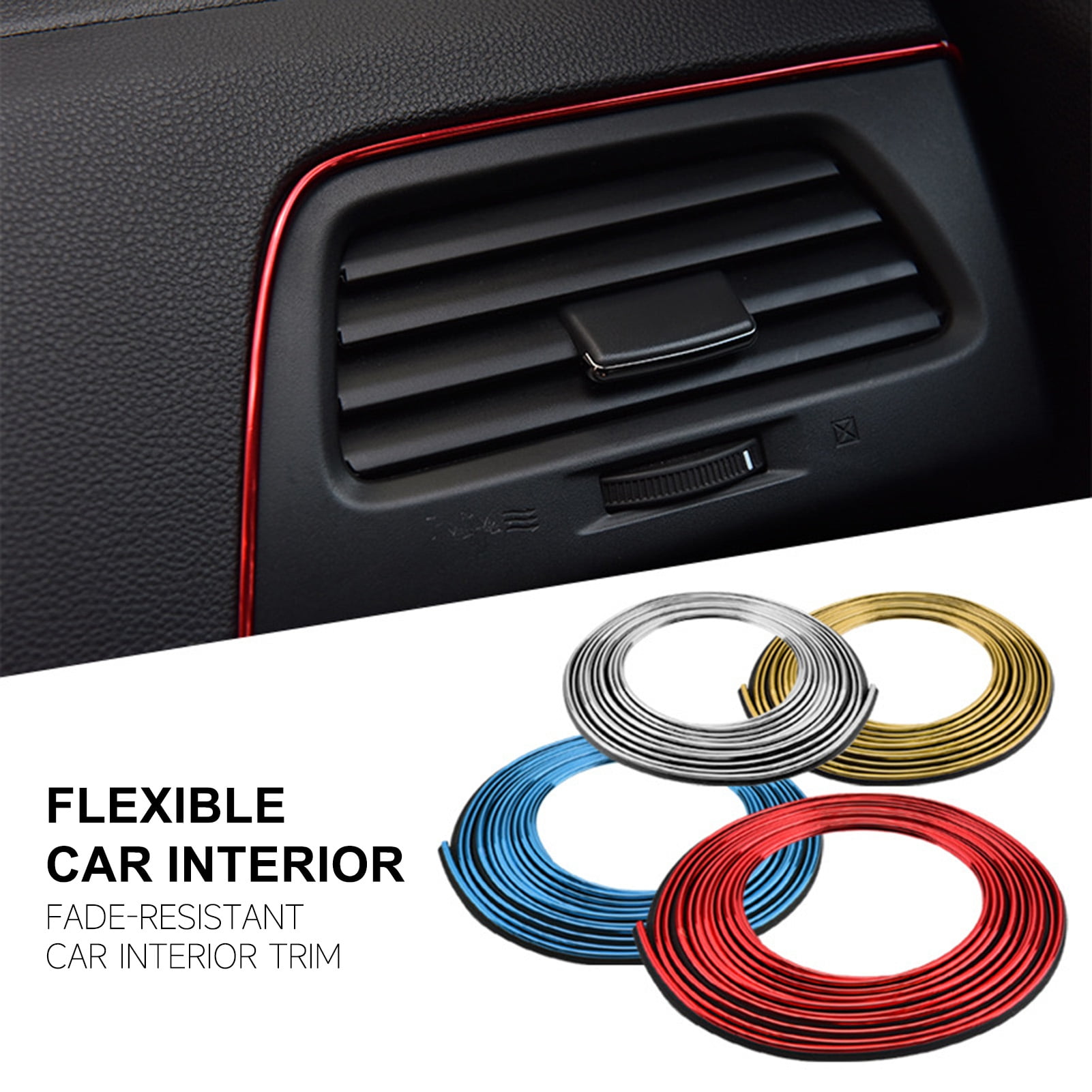 BAETEUY 5M Car Interior Decorative Strips Electroplated Car Trim Strip ...