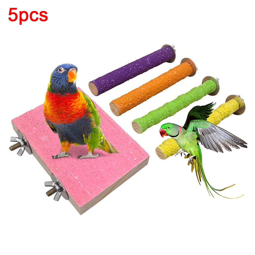 BAETEUY 5Pcs/Set Pet Parrot Budgie Chew Bite Paw Grinding Bar Rod Toy ...