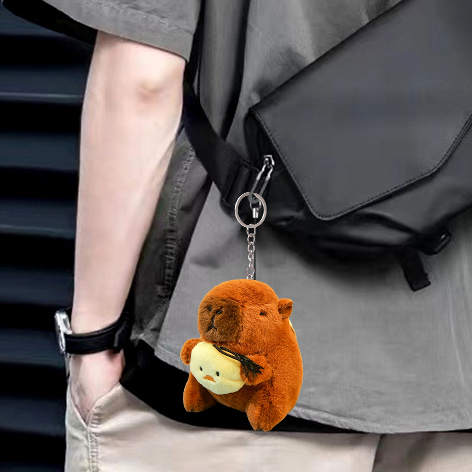 BAETEUY Capybara Plush Toy Keychain Soft Wildlife-Inspired Pendant Secure Attachment Bag Decor ...