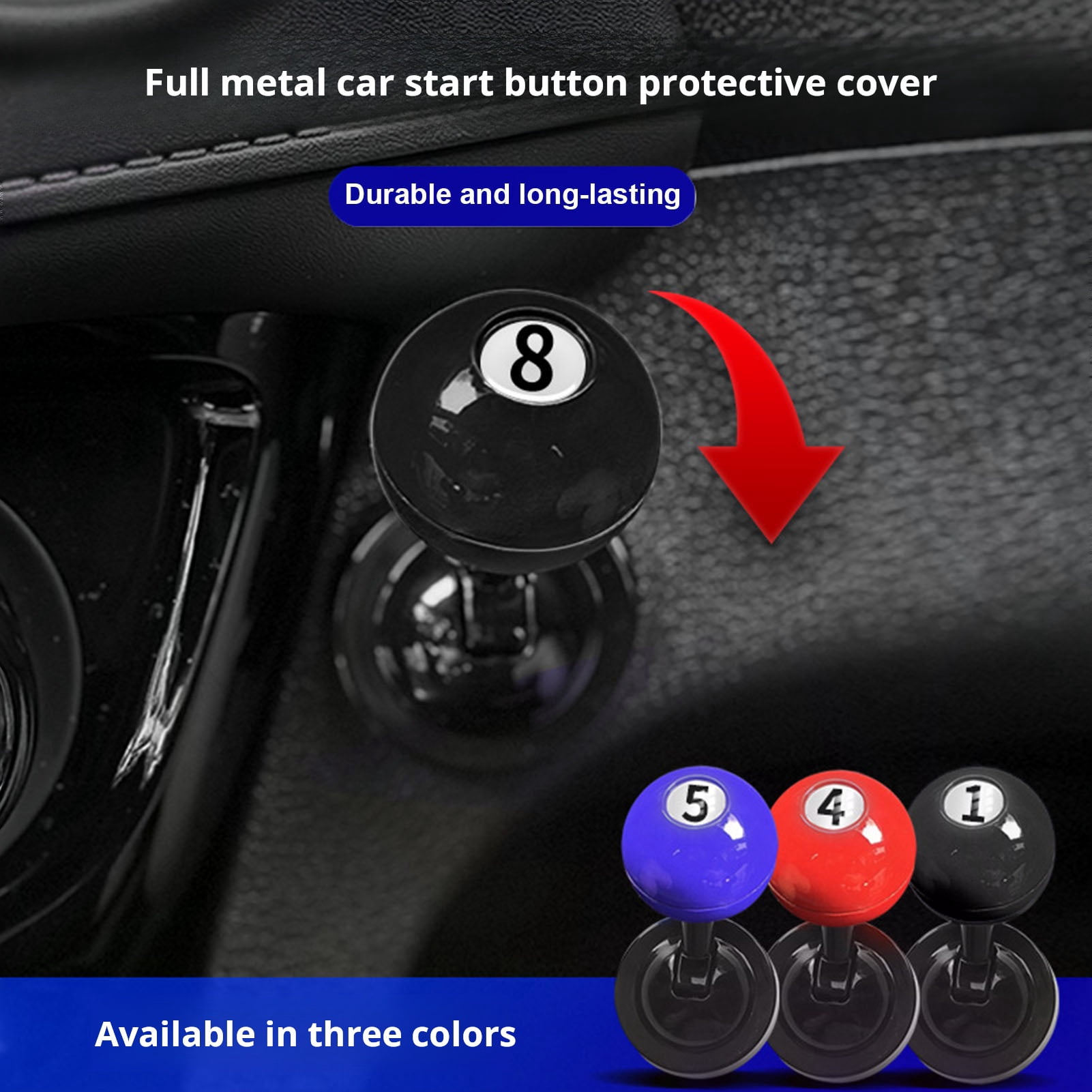 BAETEUY Car Push Start Button Joystick Cover, Metal Engine Start Stop ...