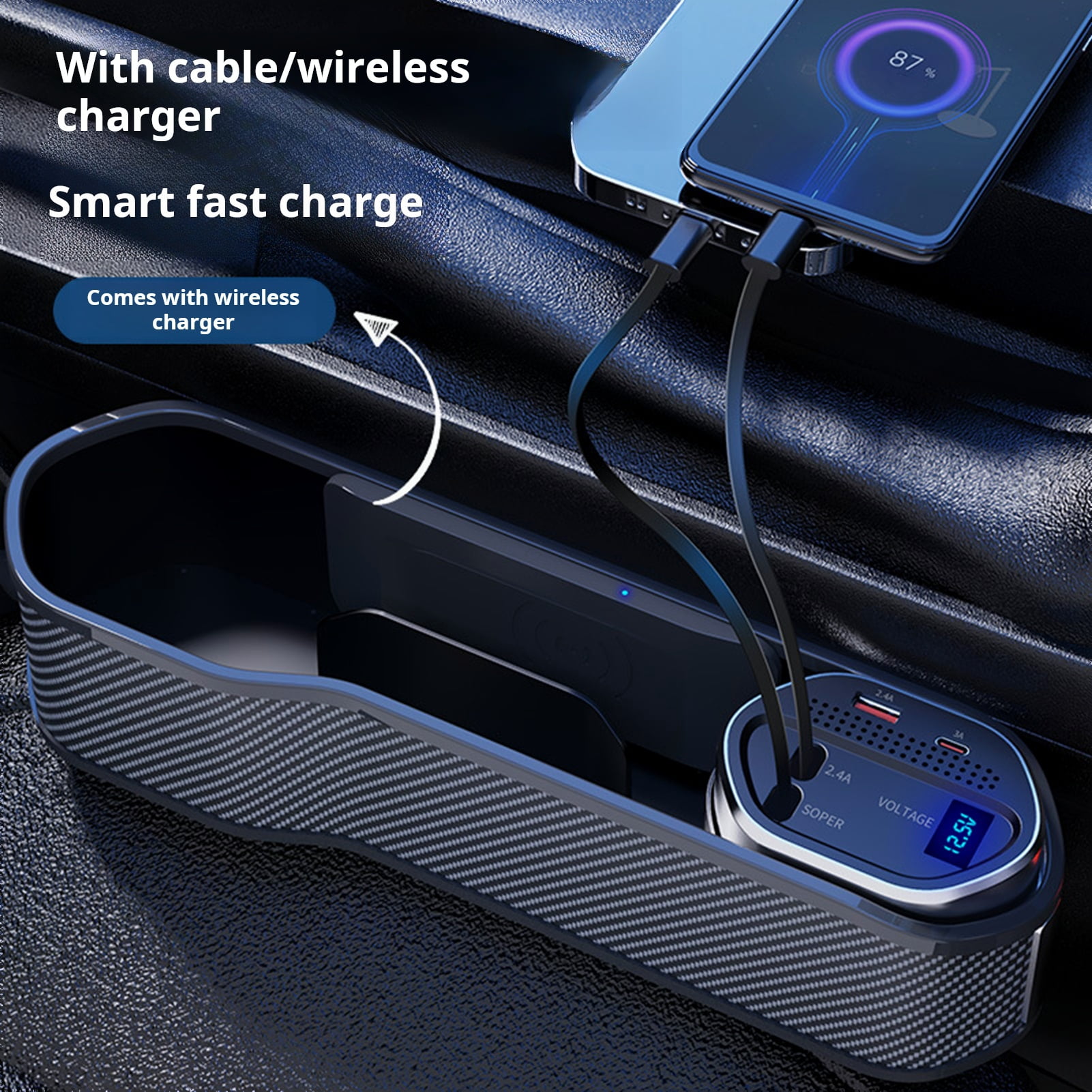 BAETEUY Car Seat Gap Filler Organizer - with Cup Holder Large Capacity ...