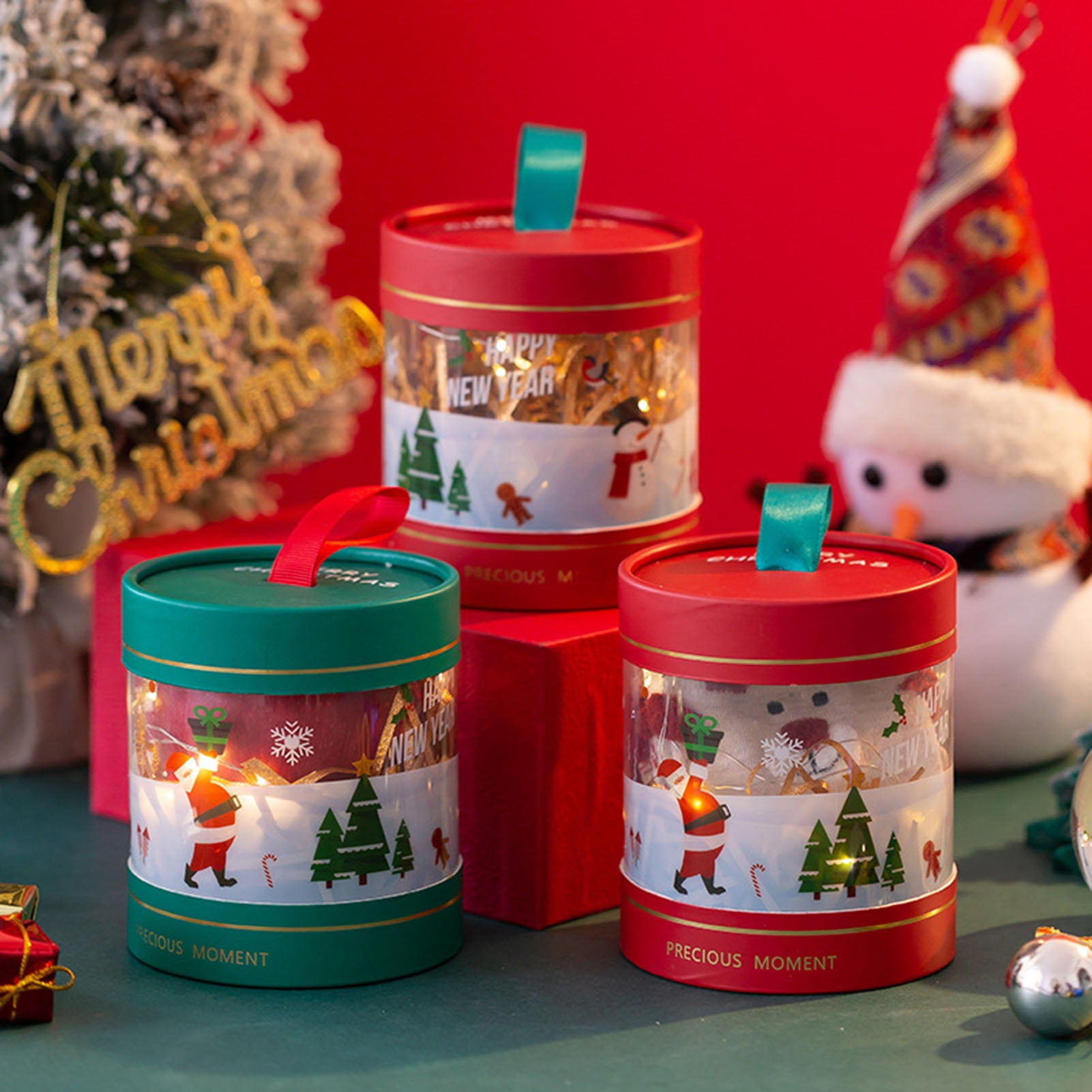 BAETEUY Christmas Gift Box Festive Candy Box Transparent Apples Mousse ...