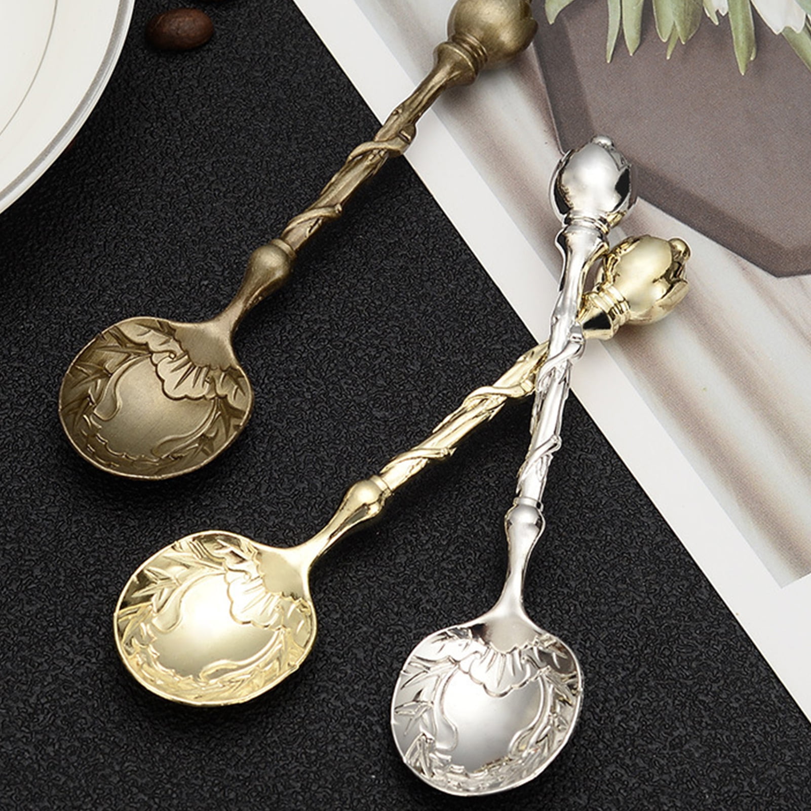 BAETEUY Coffee Spoon Carved Teaspoon Vintage European Palace Design ...