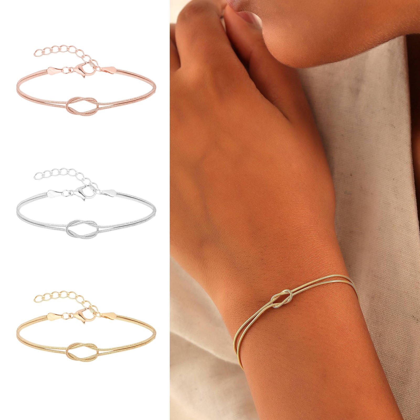 BAETEUY Couple Bracelet - Double-Layered Entangled Knot, Love Symbolism ...