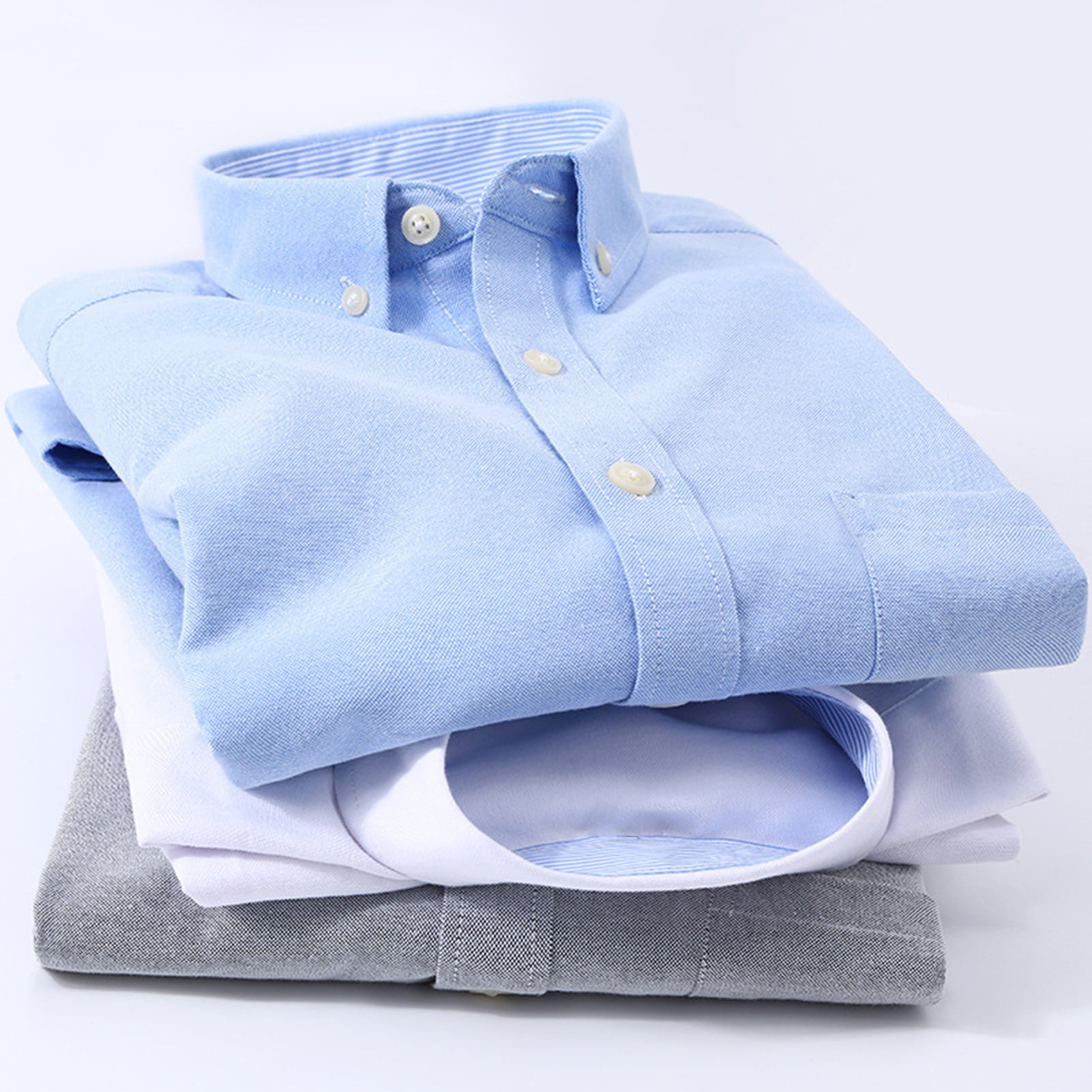 BAETEUY Fall Men Shirt, Stand-up Collar, Buttons, Long Sleeves, Solid ...