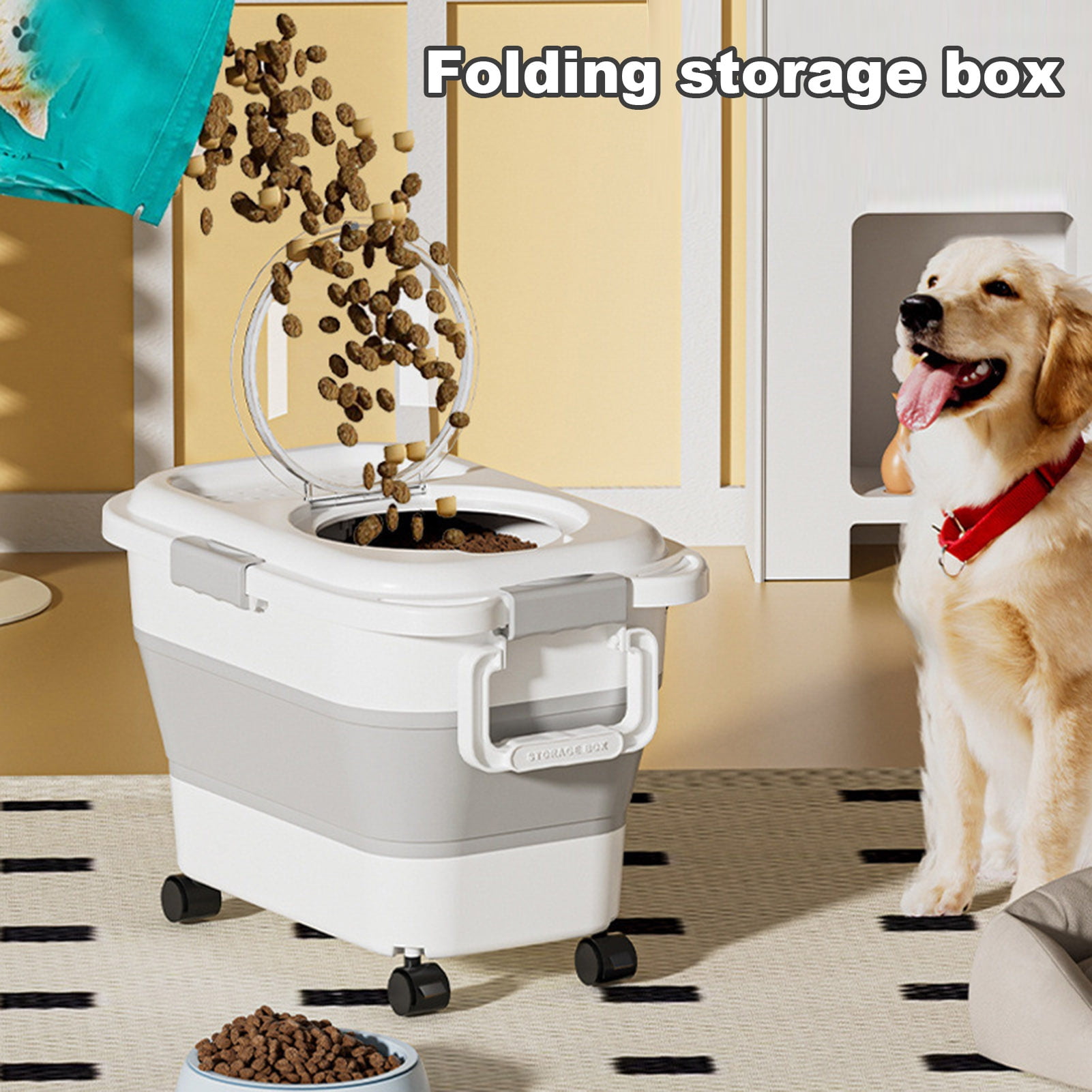 BAETEUY Folding Rice Storage Container, BPA-Free Large Capacity ...