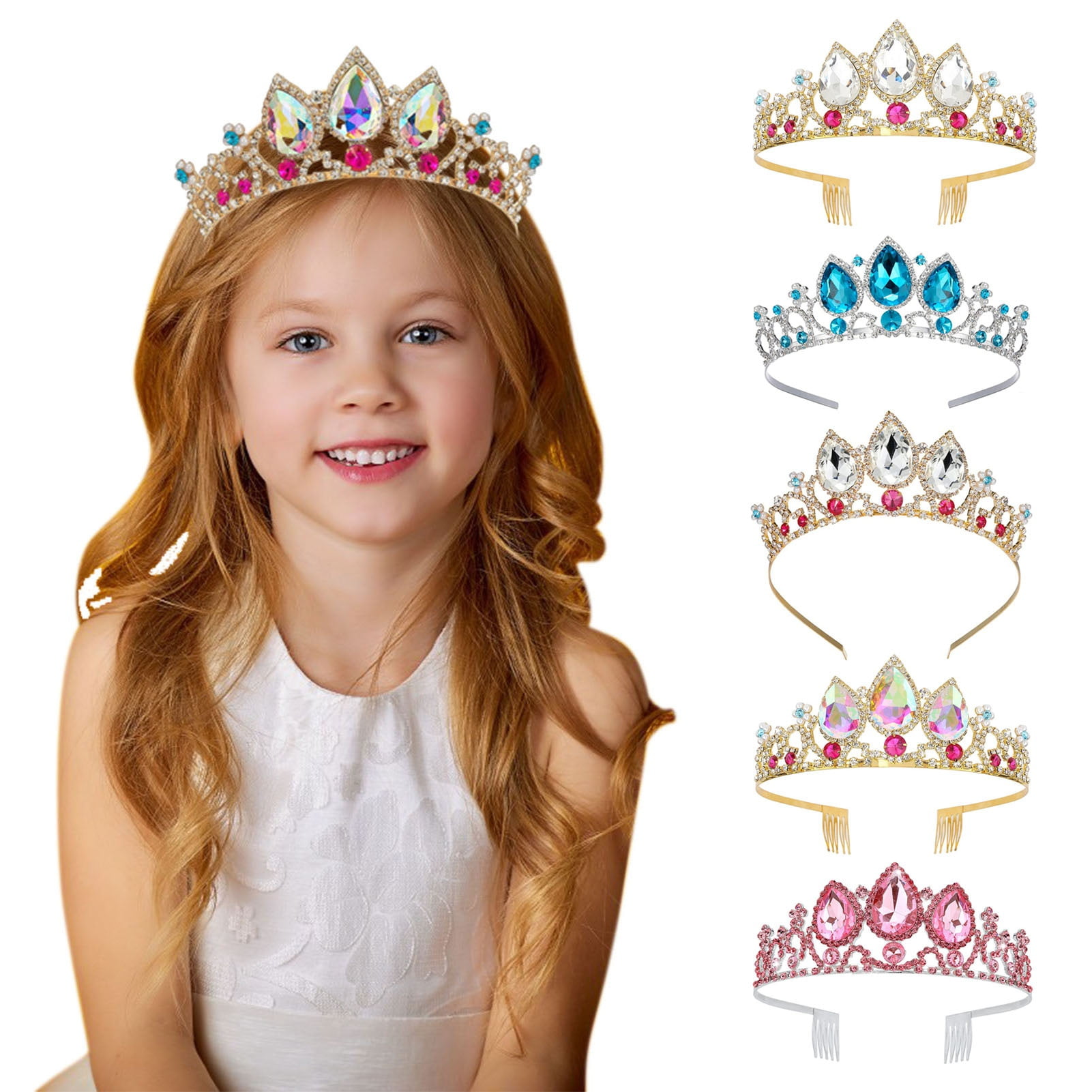 BAETEUY Hair Hoop Shining Faux Crystal Inlaid Decorated Kids Crown ...
