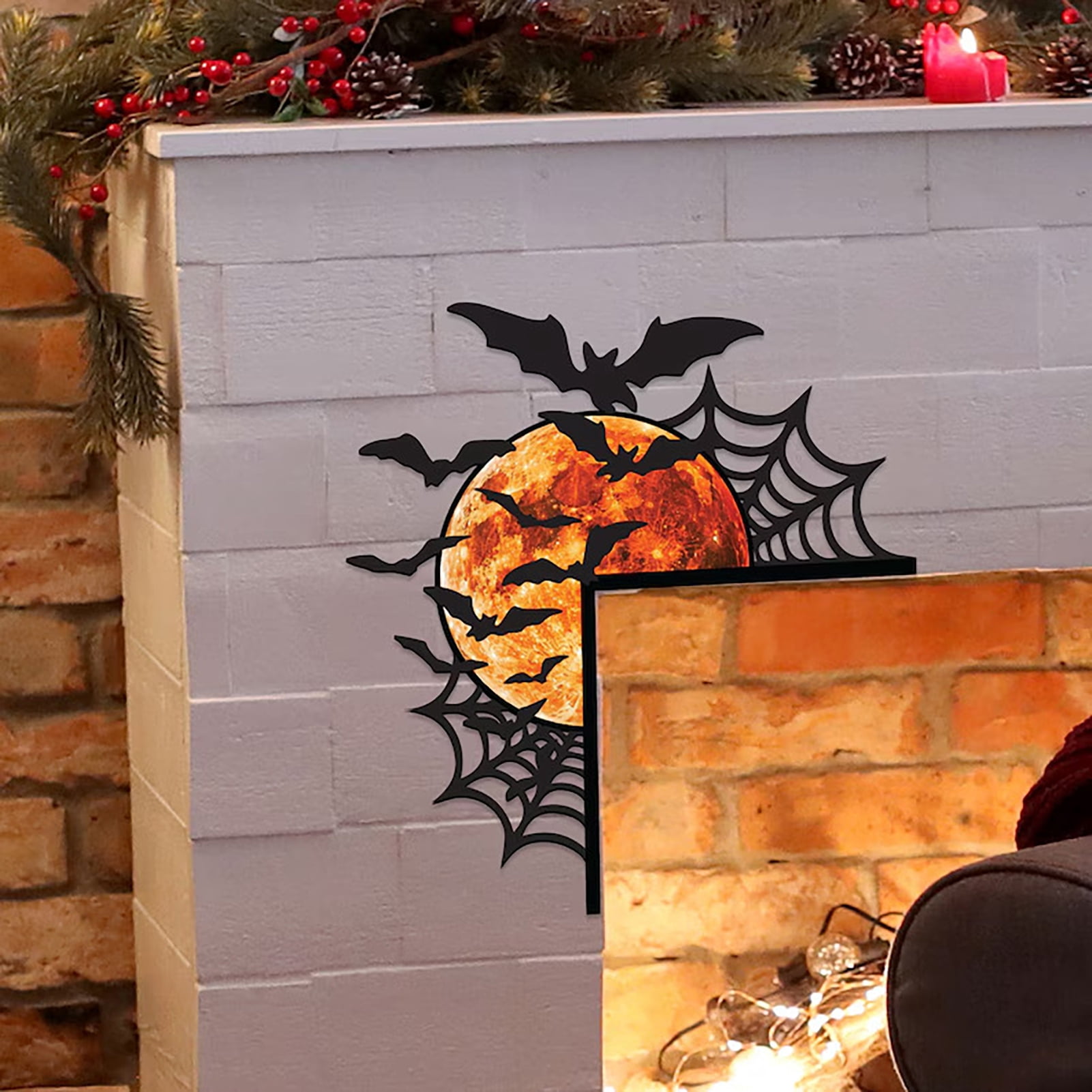 BAETEUY Halloween Door Topper Spider Web Bat Moon Corner Decor ...