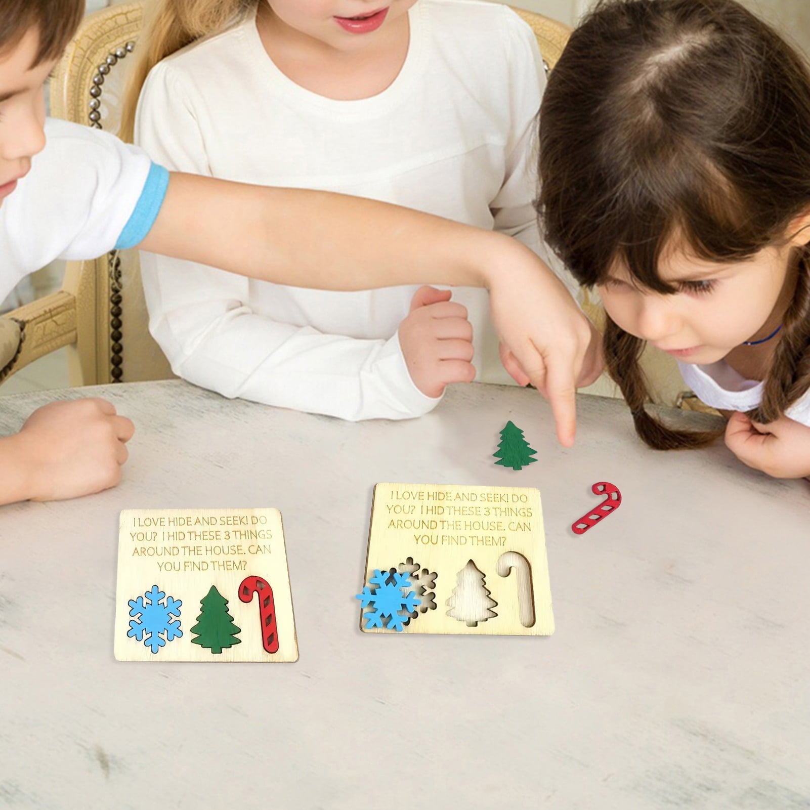 BAETEUY Hide And Seek Set, 2 Pcs, Christmas, Wooden, Family, Game, Toy ...