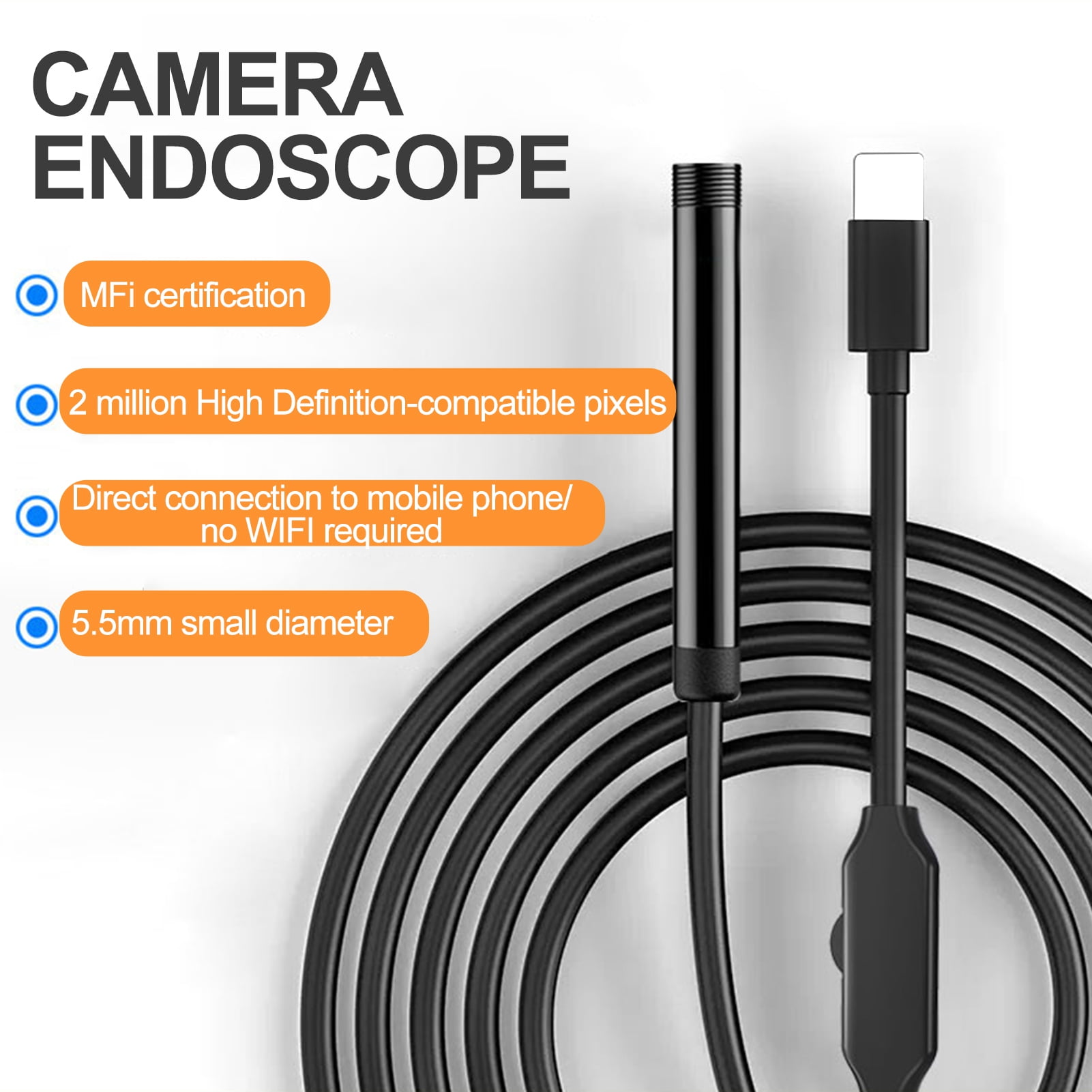 BAETEUY Inspection Endoscope Phone Scope Camera with Light IP67 ...