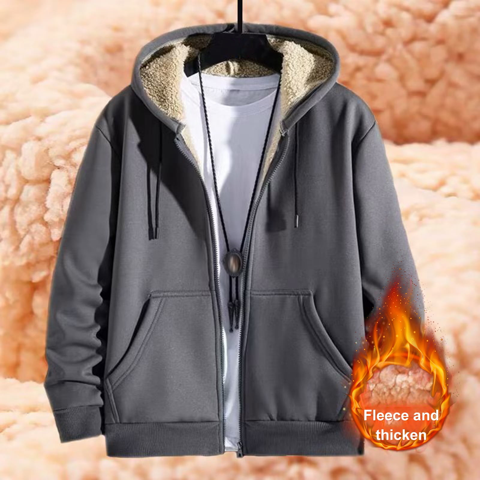 BAETEUY Men's Fall/Winter Hoodie, Thick Fleece Lined, Hooded, Long ...