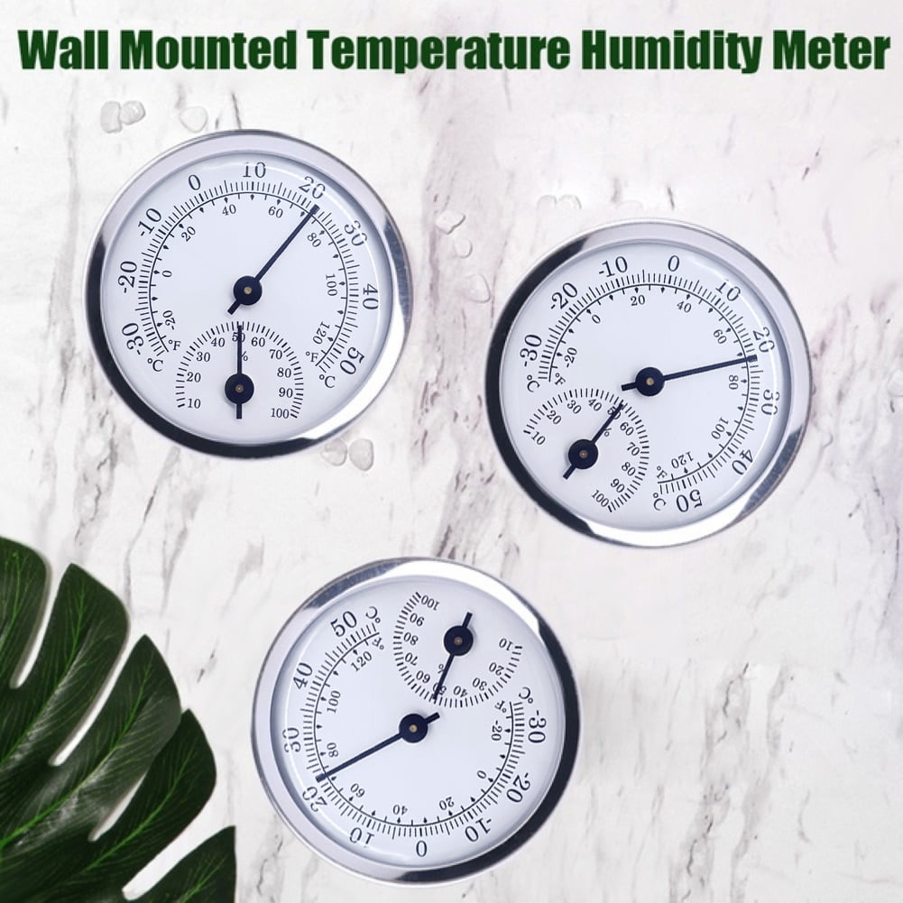 BAETEUY Mini Round Wall Hanging Analog Thermometer Hygrometer ...