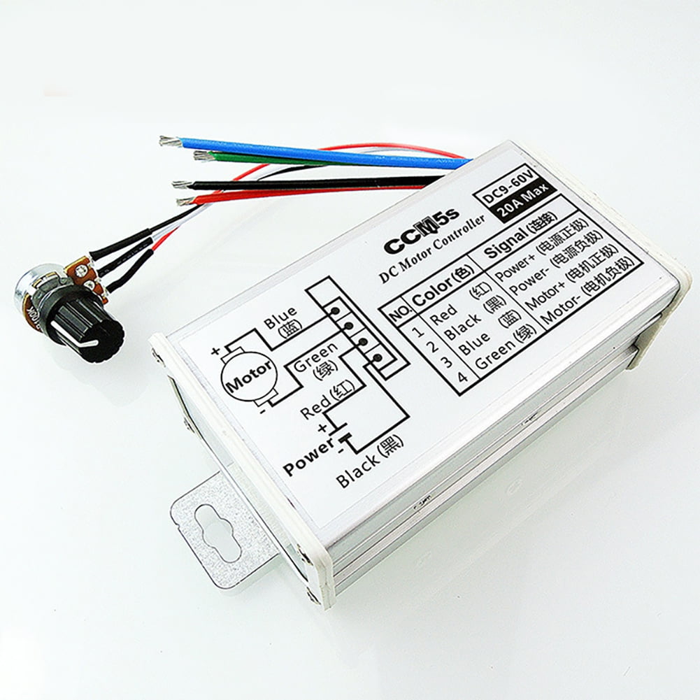 BAETEUY PWM 9V-60V 20A Stepless Variable DC Motor Speed Controller ...