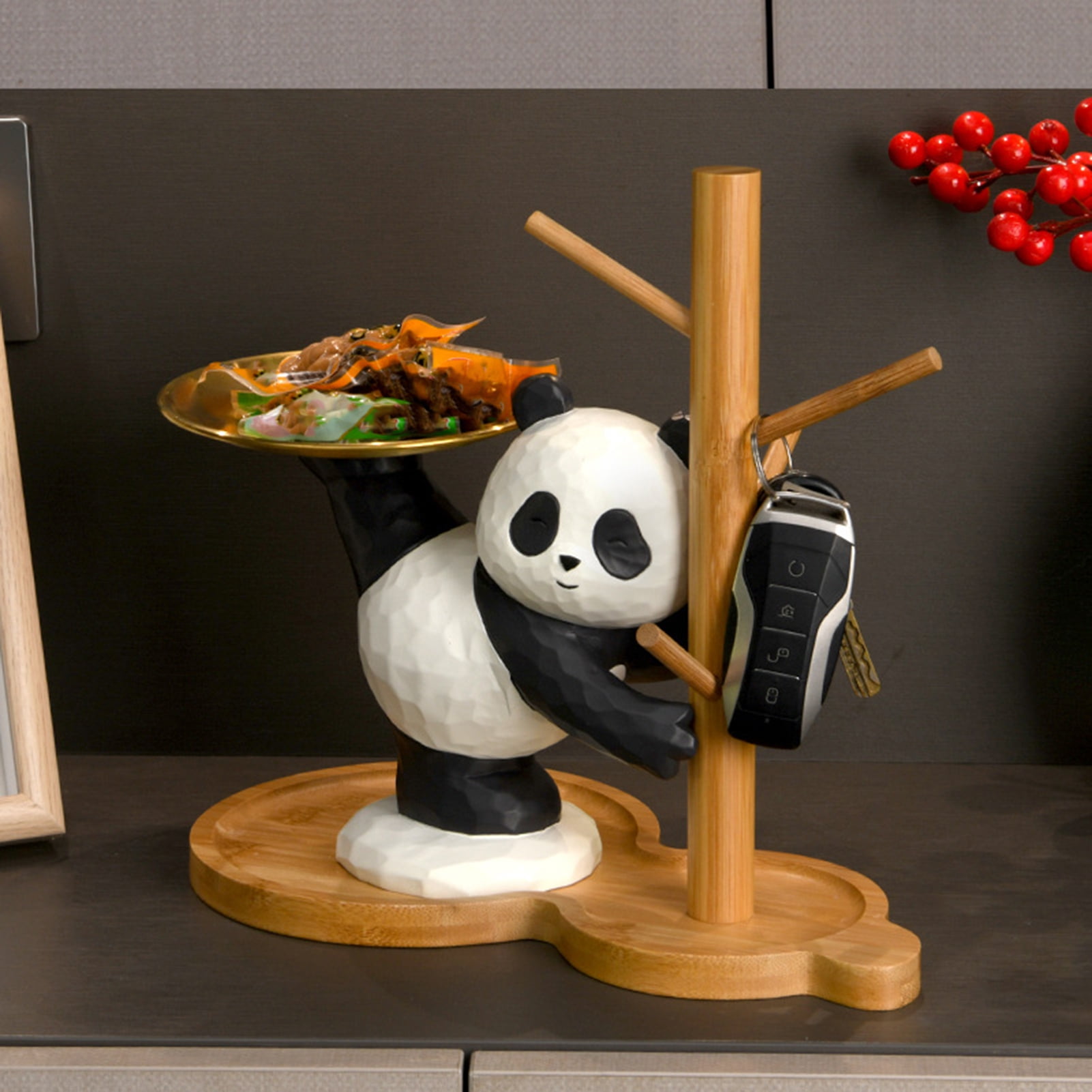 BAETEUY Panda Key Storage Tray - Resin Panda Statue Organizer Tray ...