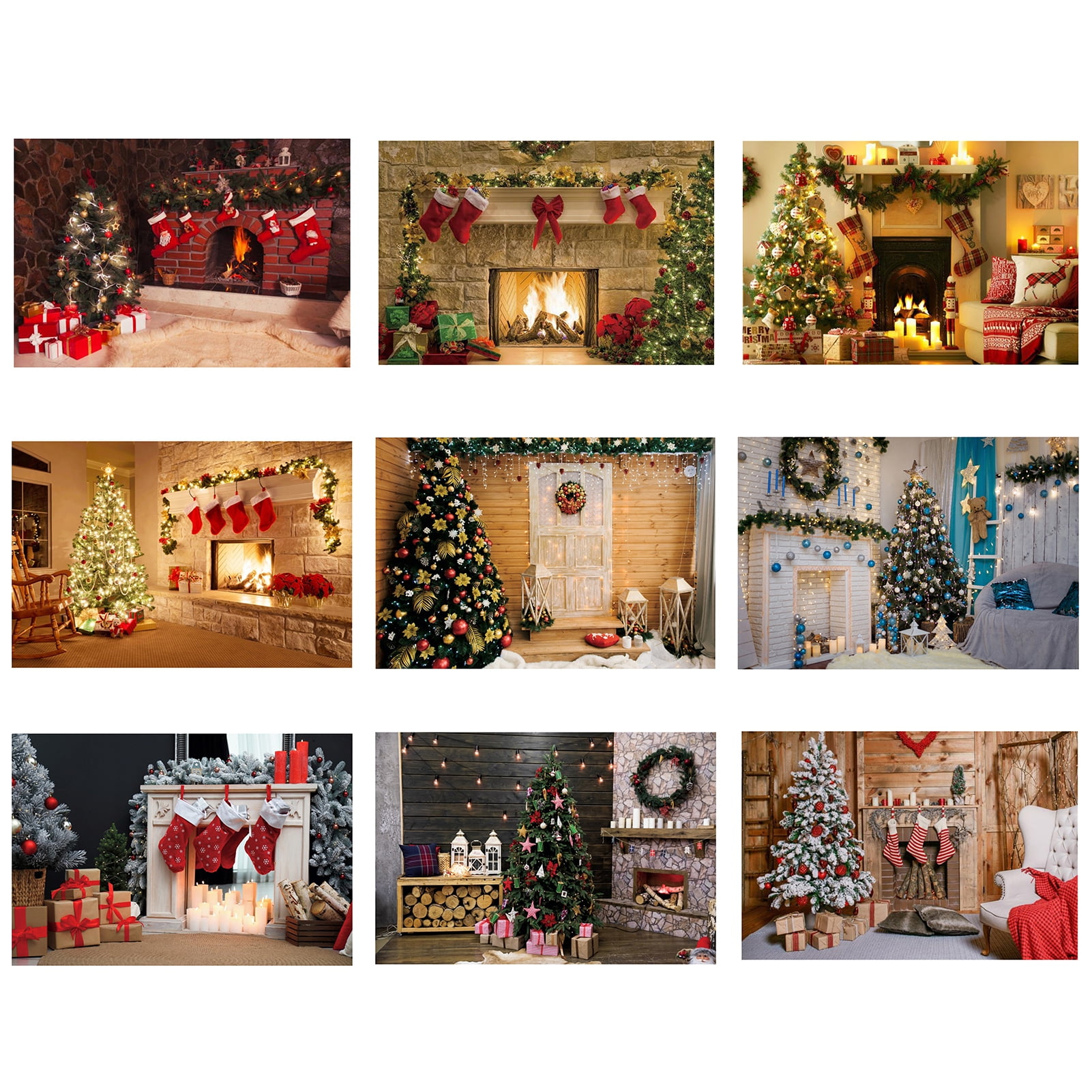 BAETEUY Rectangle Christmas Backdrop No-wrinkle Fabric Santa Claus ...