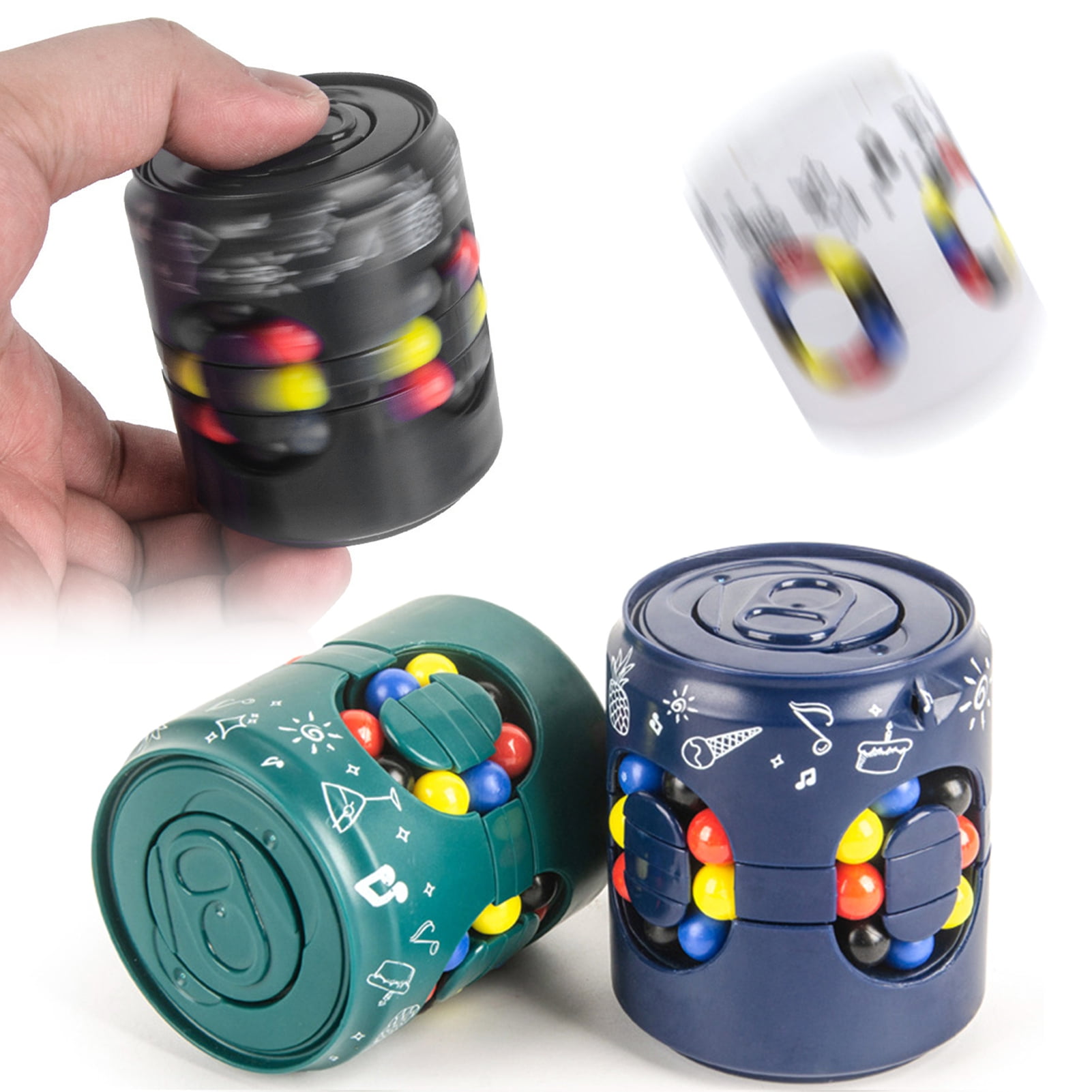 BAETEUY Rotatable Colorful Bean Can Toy, Stress Anxiety Relief ...