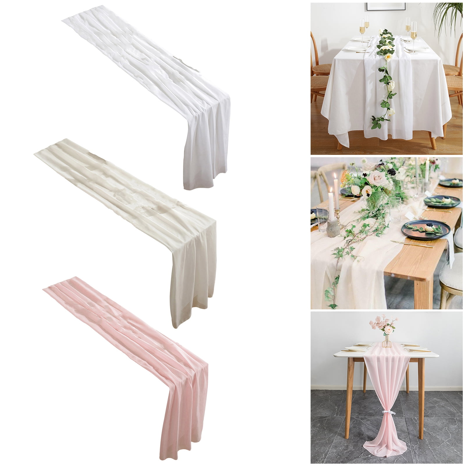 BAETEUY Solid Color Table Runner Elegant Romantic Sheer Tulle Long ...