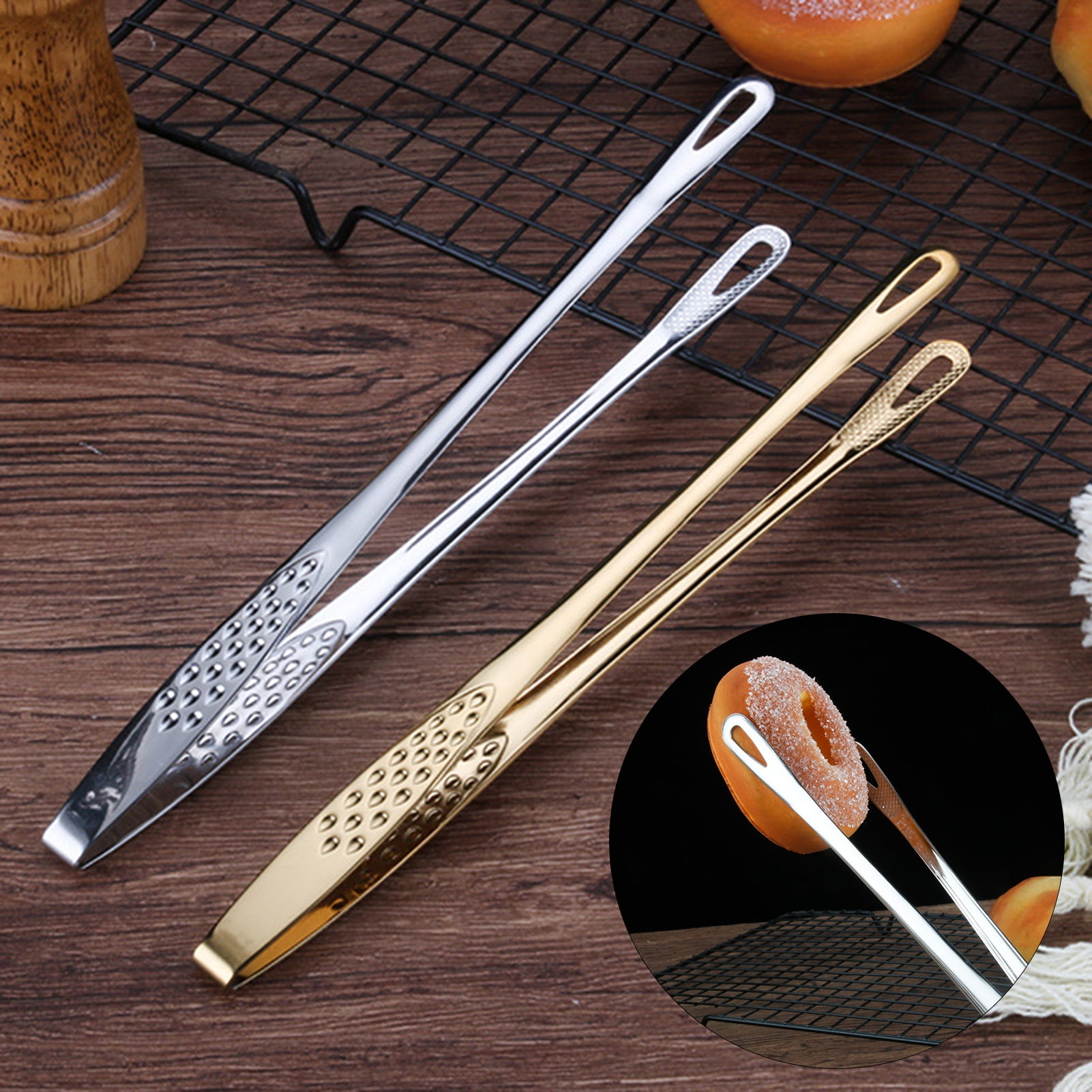 BAETEUY Stainless Steel Food Tongs Bread Pastry Clamp BBQ Buffet ...