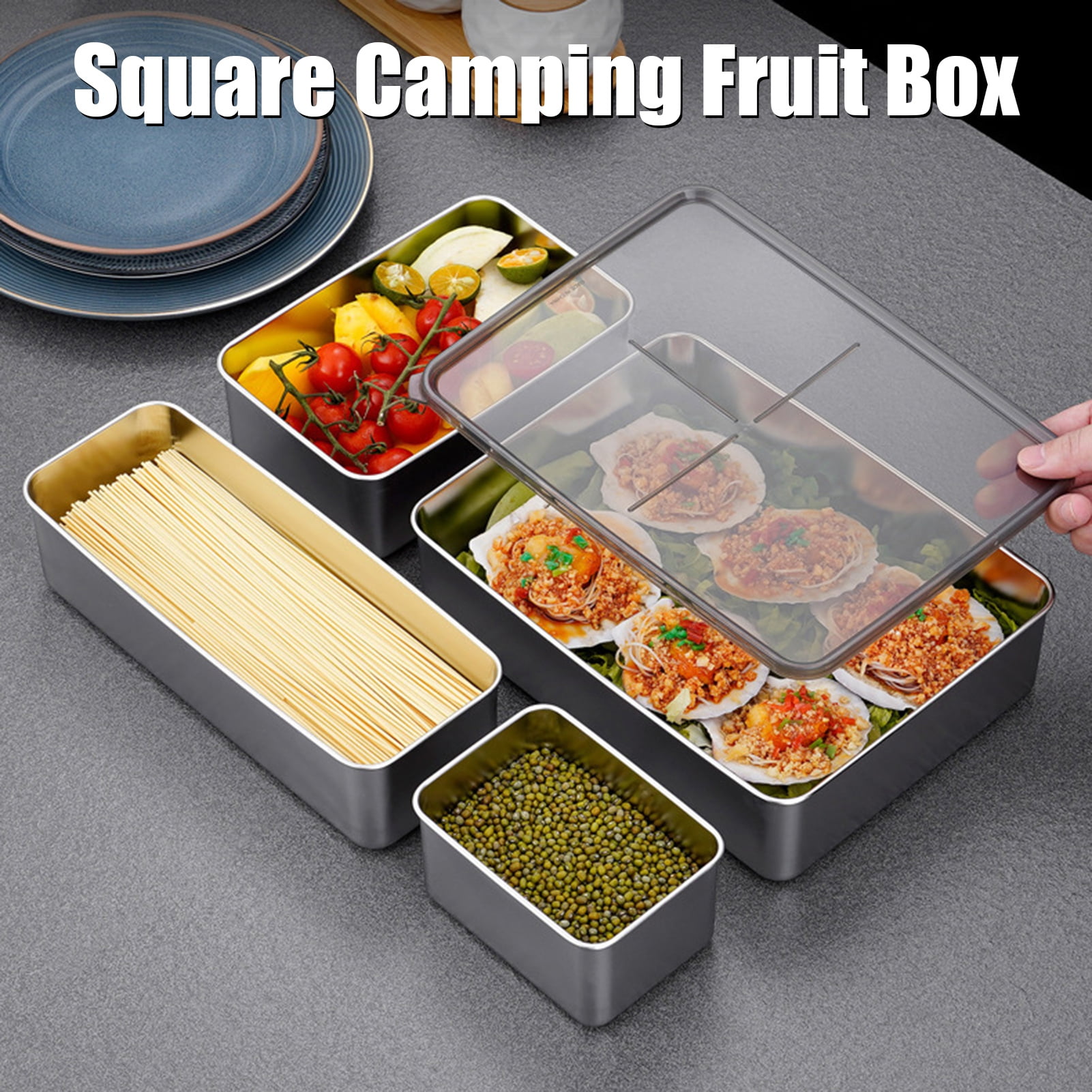 BAETEUY Stainless Steel Square Plate Container - Sealing Cover Storage ...