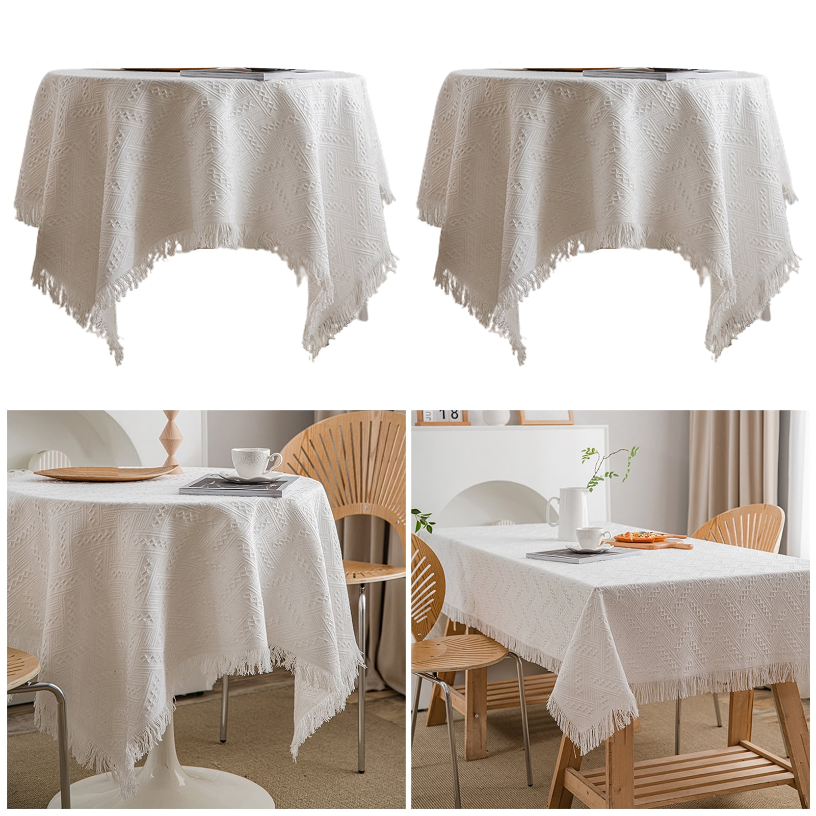 BAETEUY Table Cover with Tassels Lace Knitting Environmental Printing ...