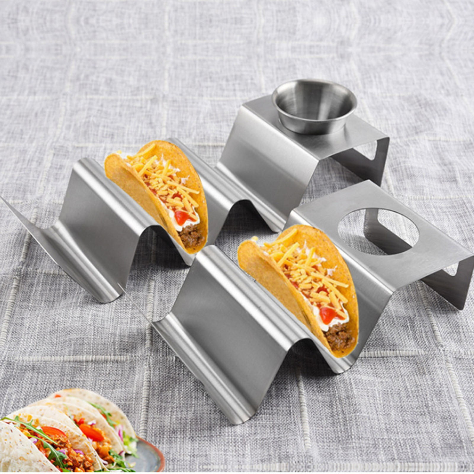 BAETEUY Taco Holder Stand 2 Grids/3 Grids Stainless Steel Heavy-duty ...