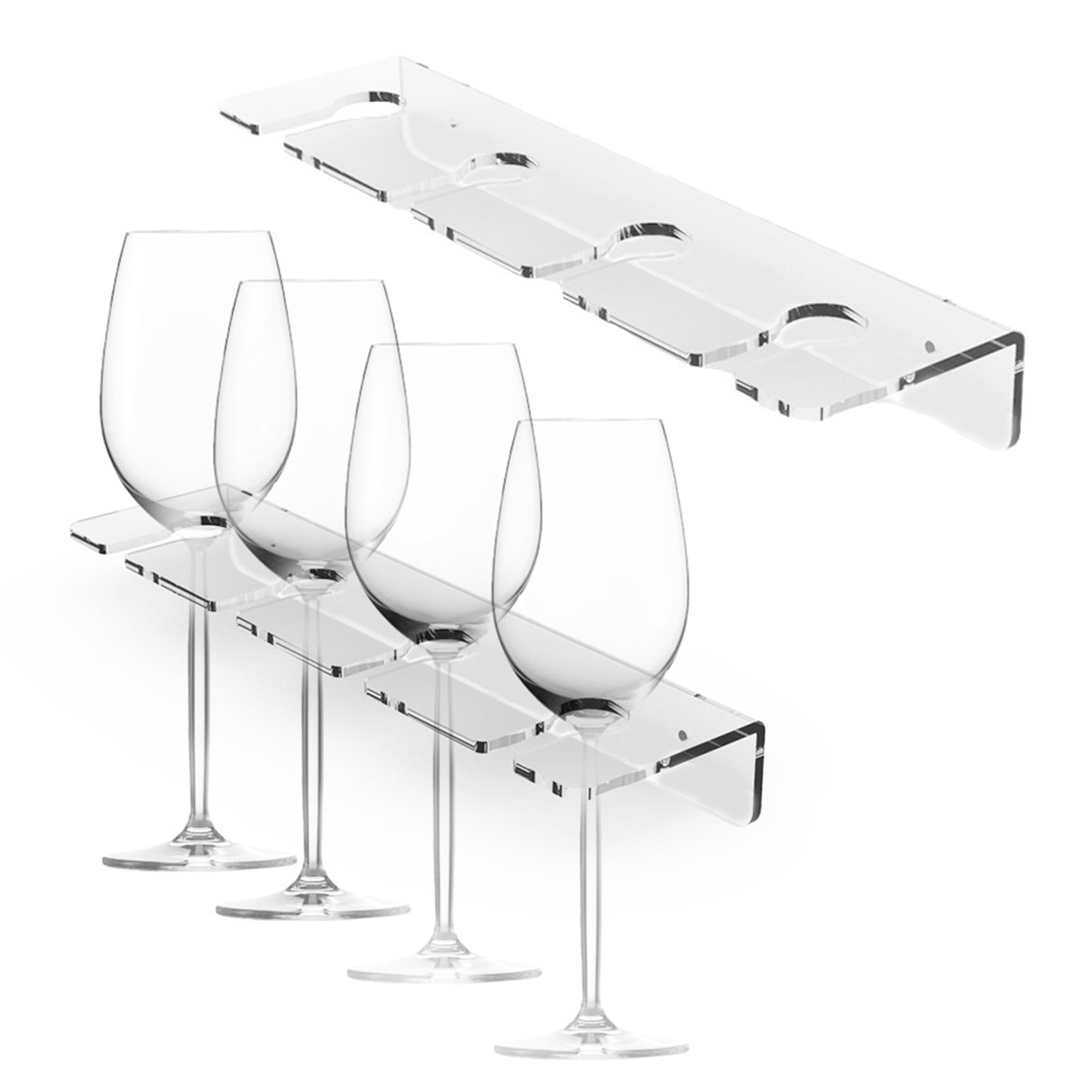 BAETEUY Wall Mounted Wine Glass Holder Acrylic L-Shaped Stemware Rack ...