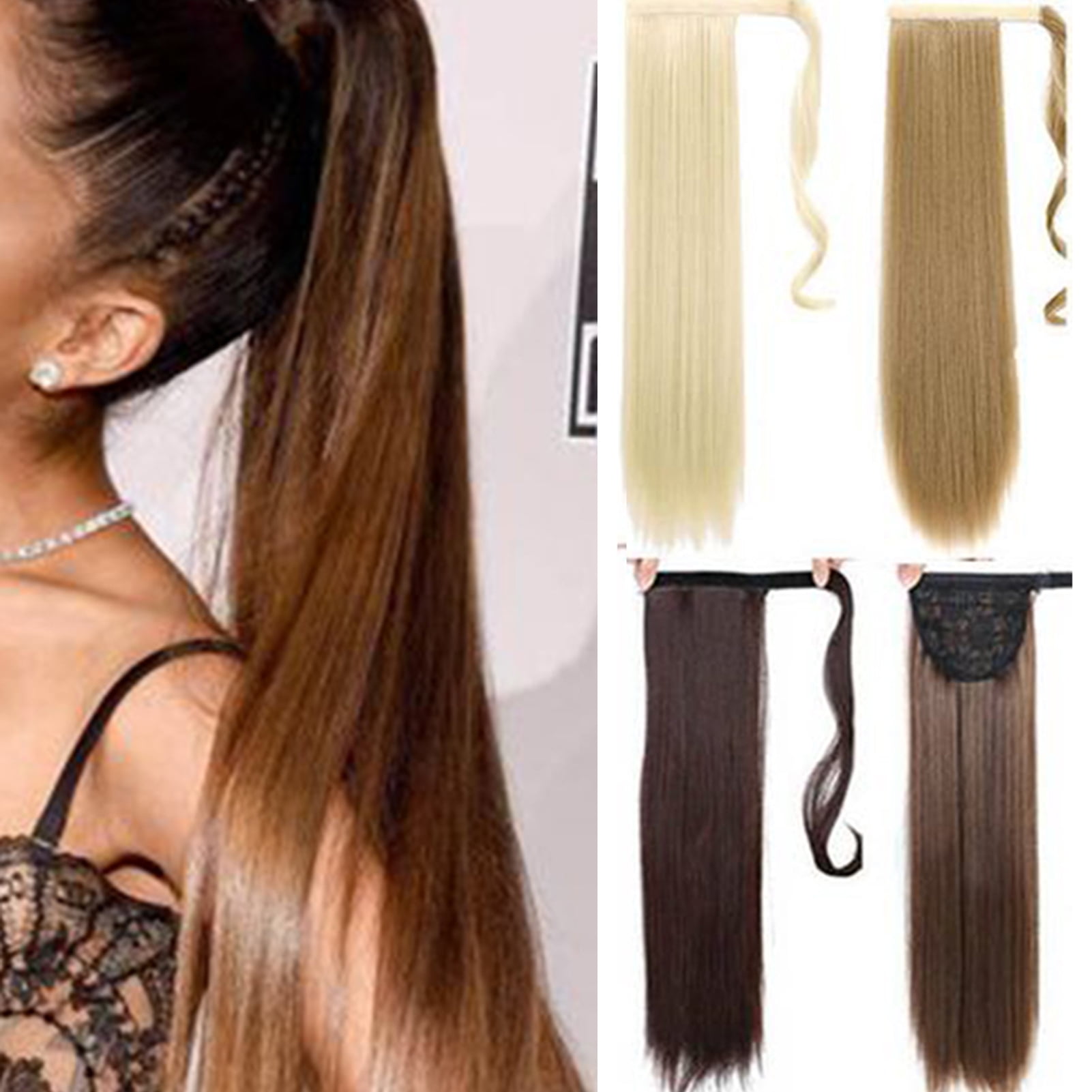 BAETEUY Women Magic Tape Long Straight Wig Ponytail Hair Extension ...