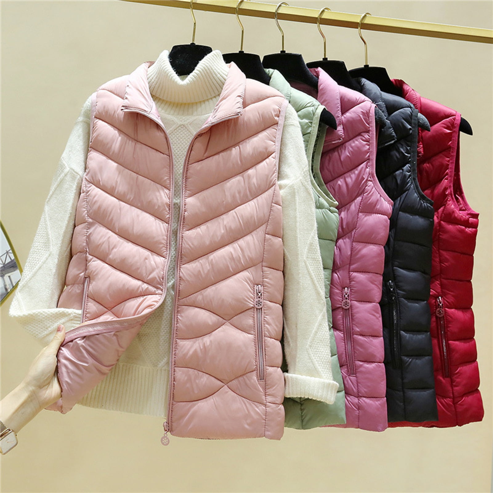 BAETEUY Women Padded Vest Autumn Winter Ultra Light Zipper Closure Warm ...