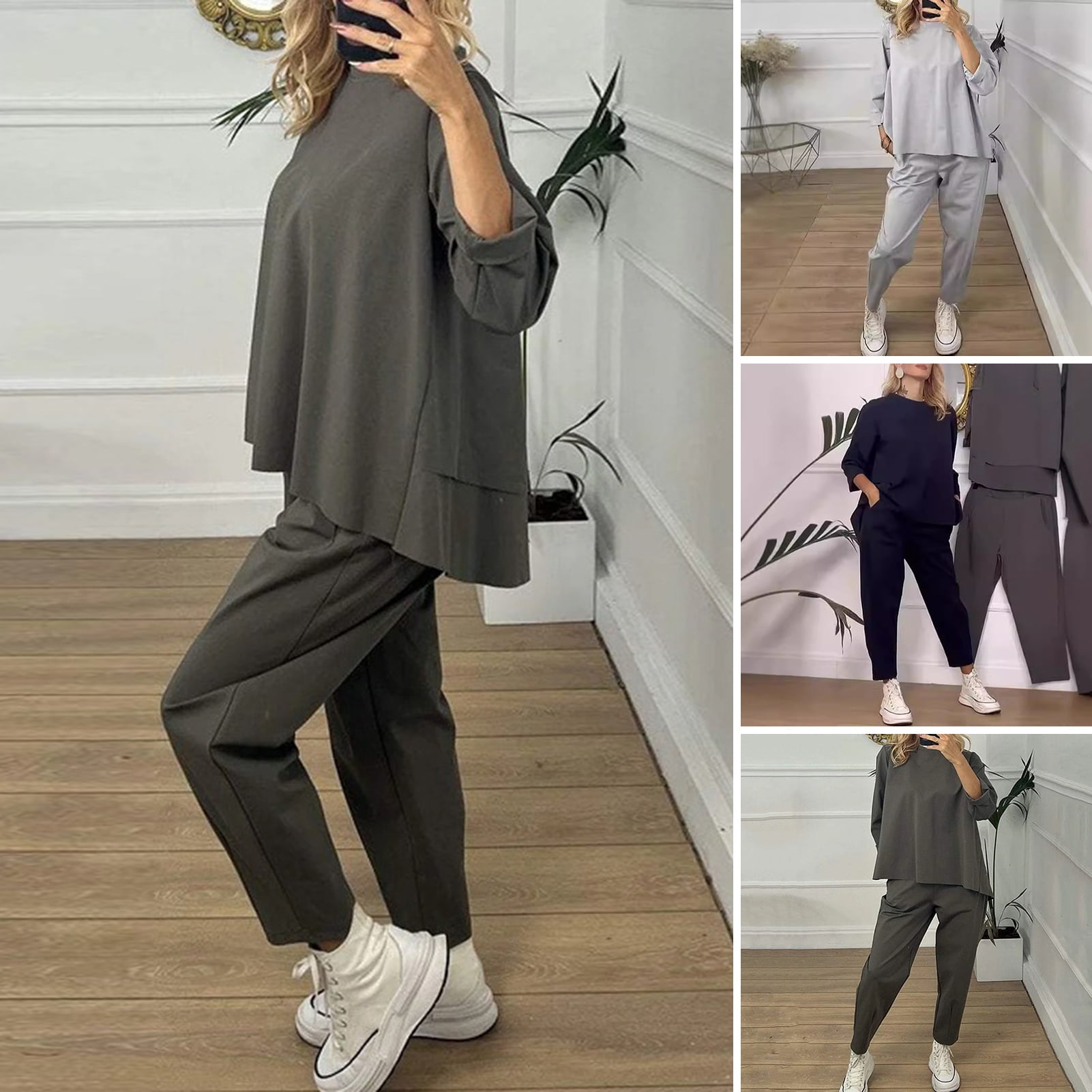BAETEUY Women Sweatshirt Pants Set, 2 Pcs/Set, Round Neck, Long Sleeves ...