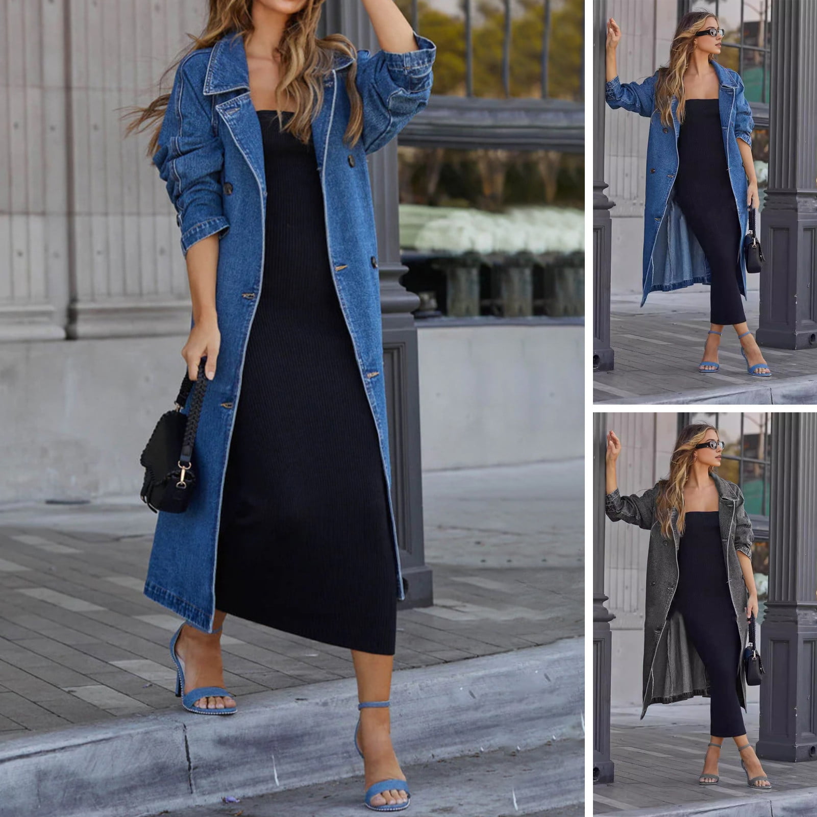 BAETEUY Women's Denim Jacket, Double-Breasted with Side Pockets, Lace ...