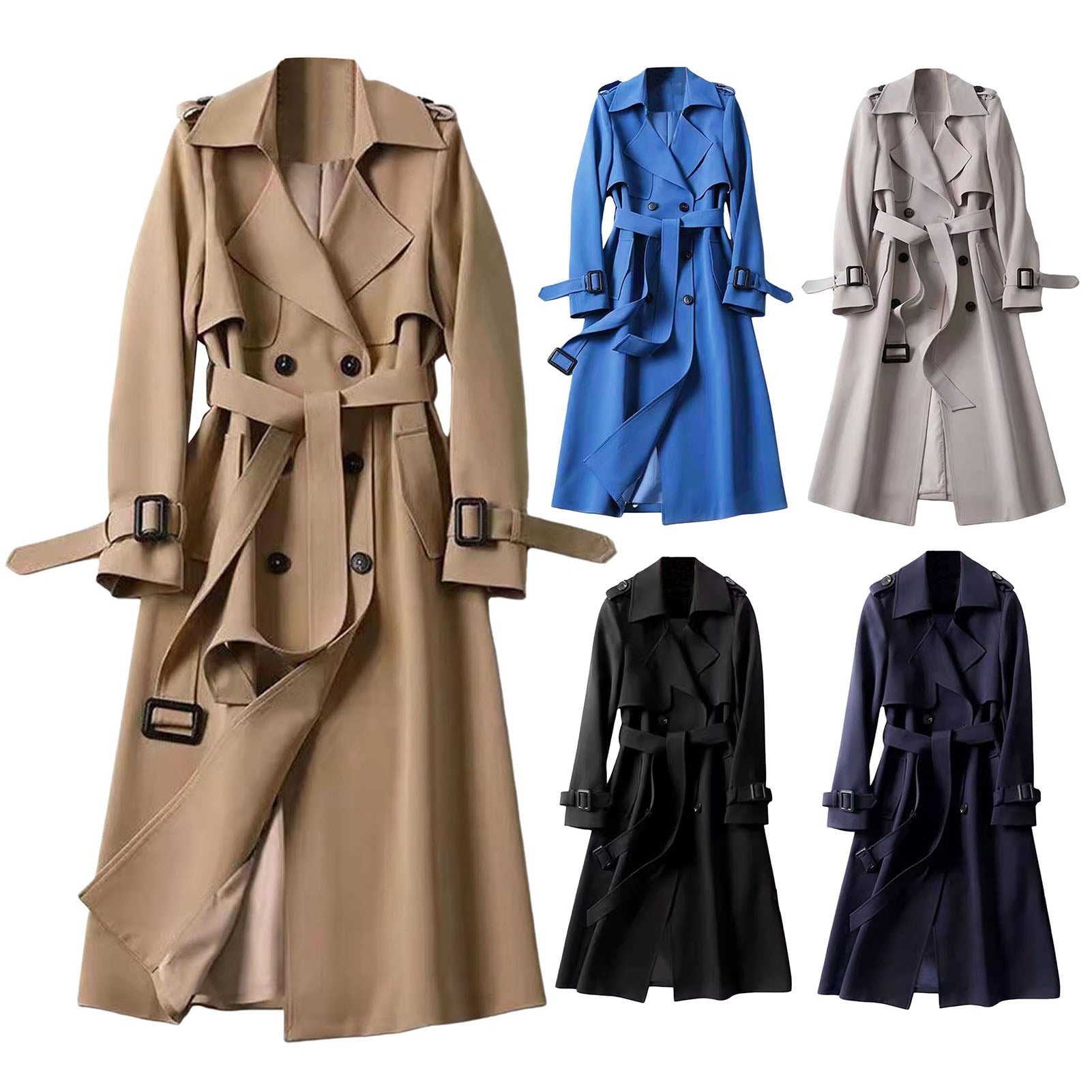 BAETEUY Women's Windbreaker, Turn-Down Collar, Loose Pure Color Coat ...
