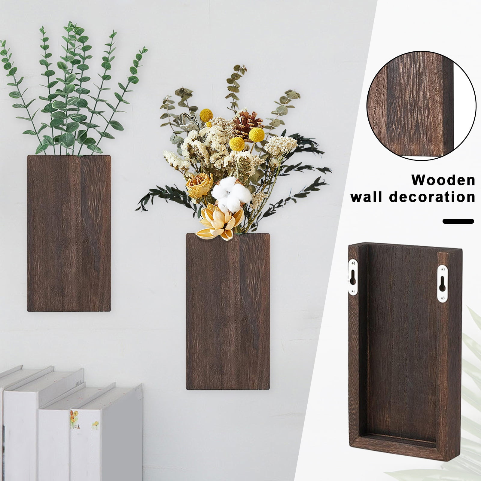 BAETEUY Wooden Wall Planter Rustic Farmhouse Living Room Bedroom Office ...