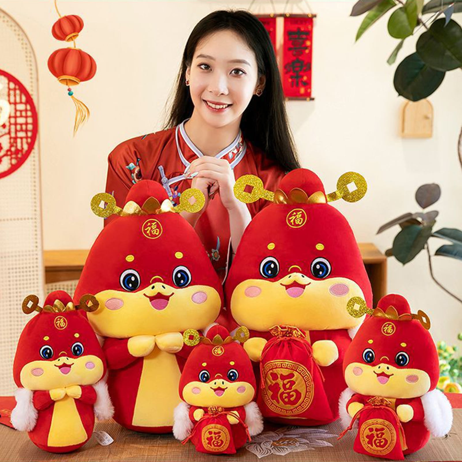 BAETEUY Year of The Snake Plush Doll - Traditional Chinese Design Cute ...