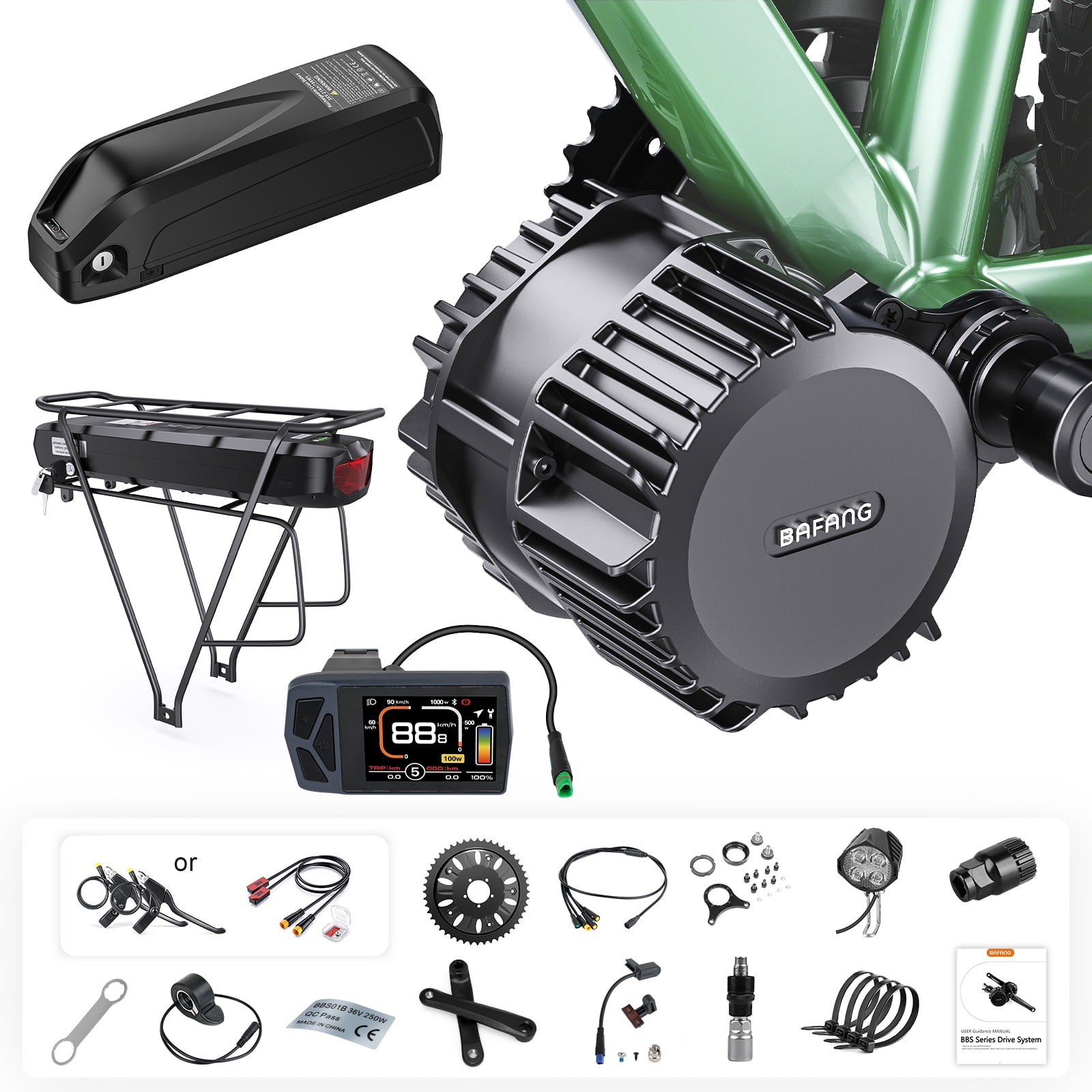 BAFANG Ebike Conversion Kit 500W BBS02B 48V Electric Mid Drive Bike Kit ...