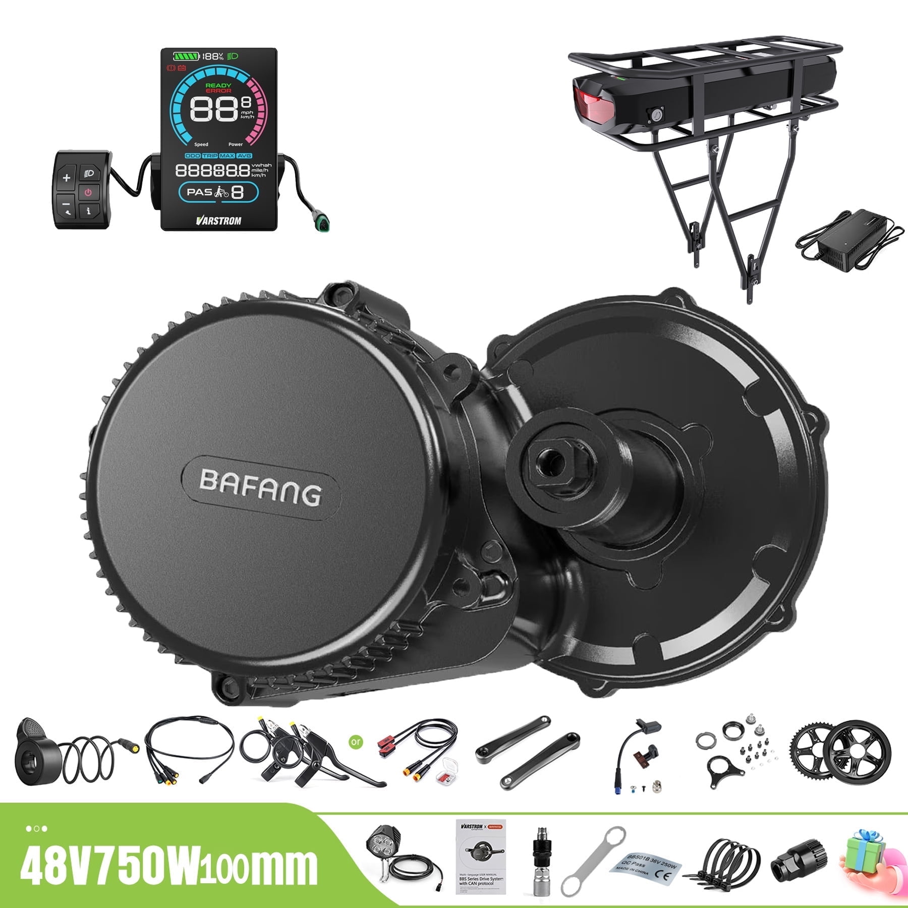 BAFANG Mid Drive Kit 1000W BBS02B Electric Bike Conversion Kit 48V Ebike Conversion Kit for ...