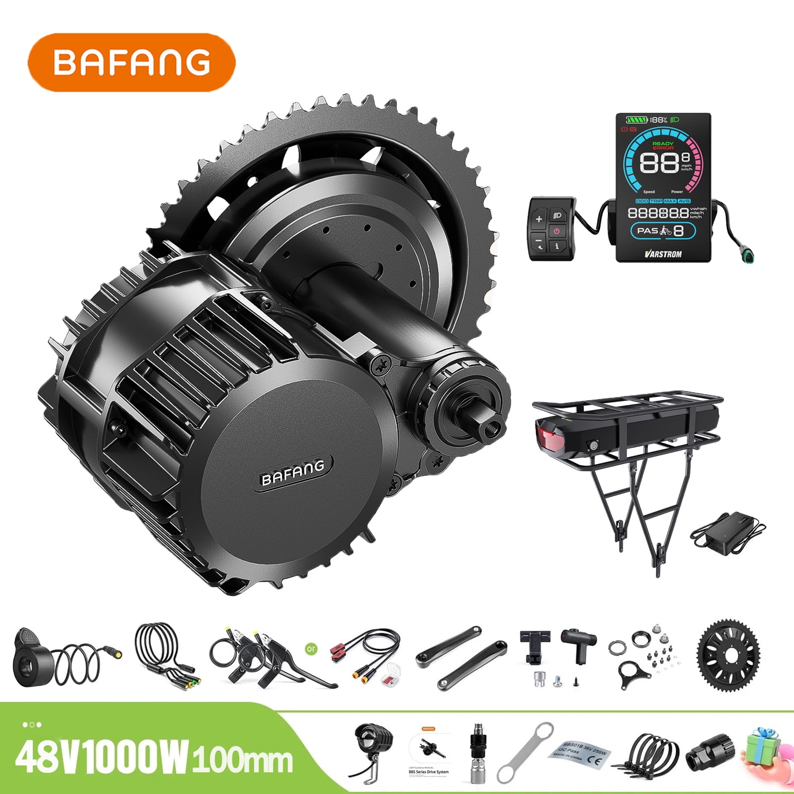 BAFANG Mid Drive Kit 1000W BBSHD Electric Bike Conversion Kit 48V Ebike Conversion Kit for 100MM ...