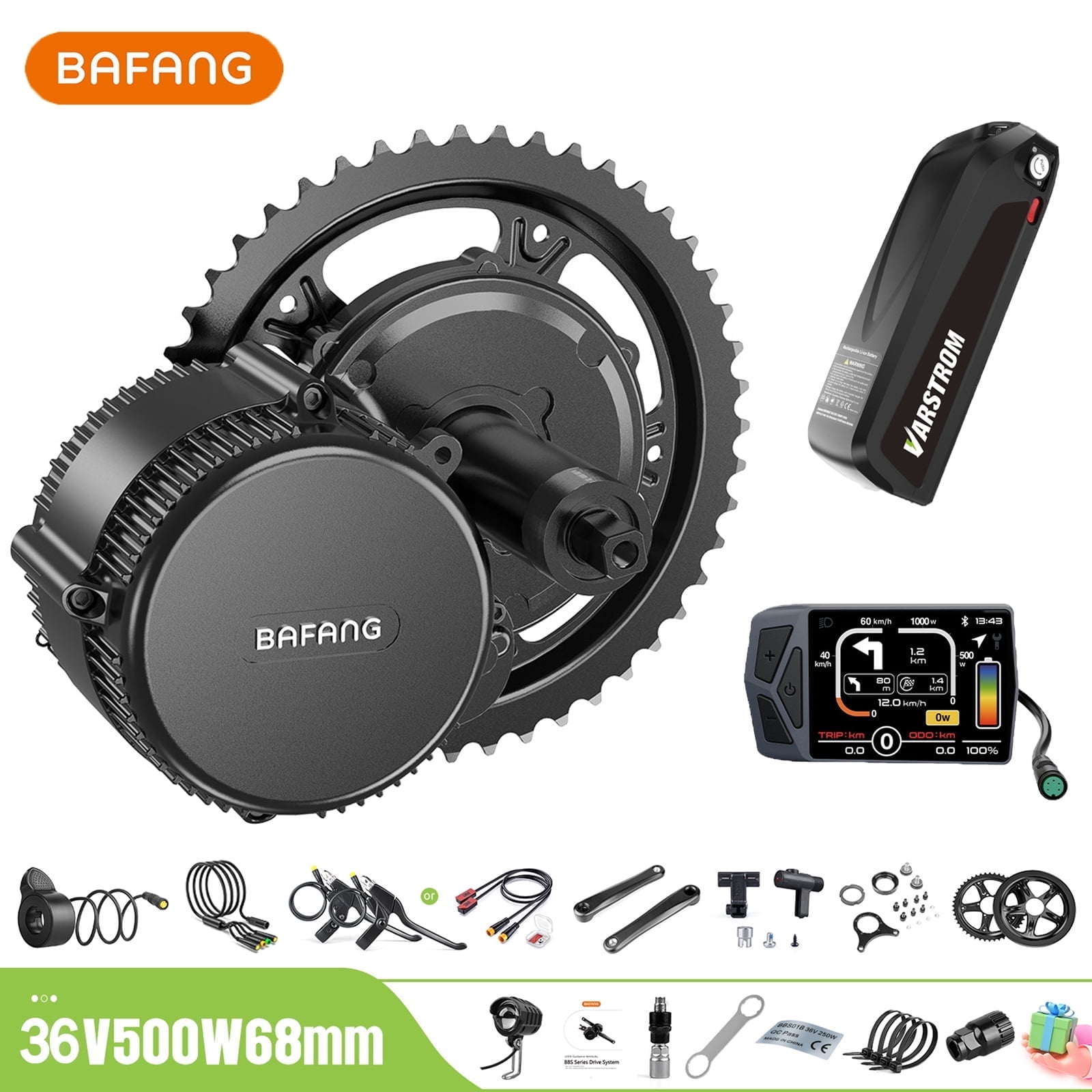 BAFANG Mid Drive Kit 500W BBS02B Electric Bike Conversion Kit 36V Ebike ...