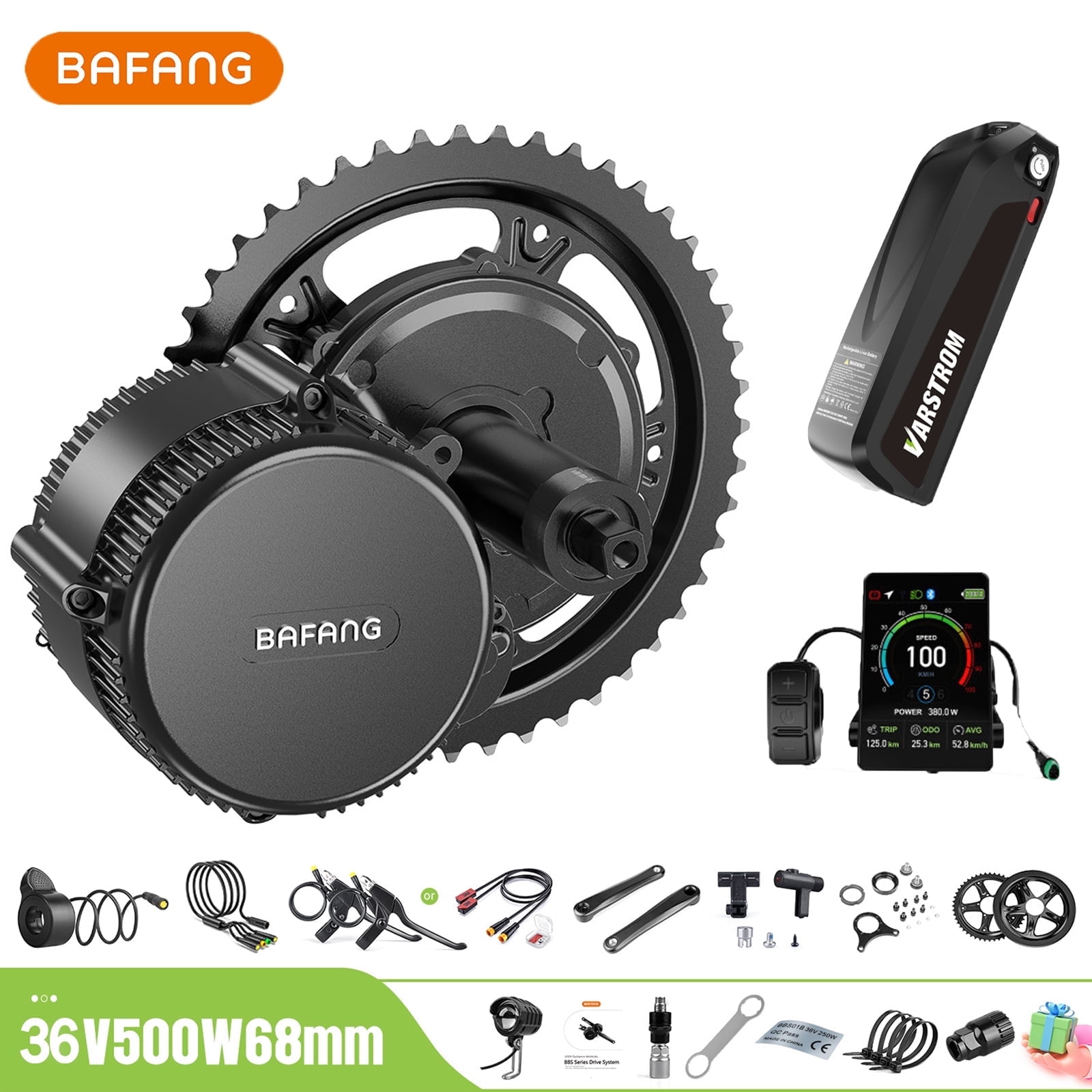 BAFANG Mid Drive Kit 500W BBS02B Electric Bike Conversion Kit 36V Ebike ...