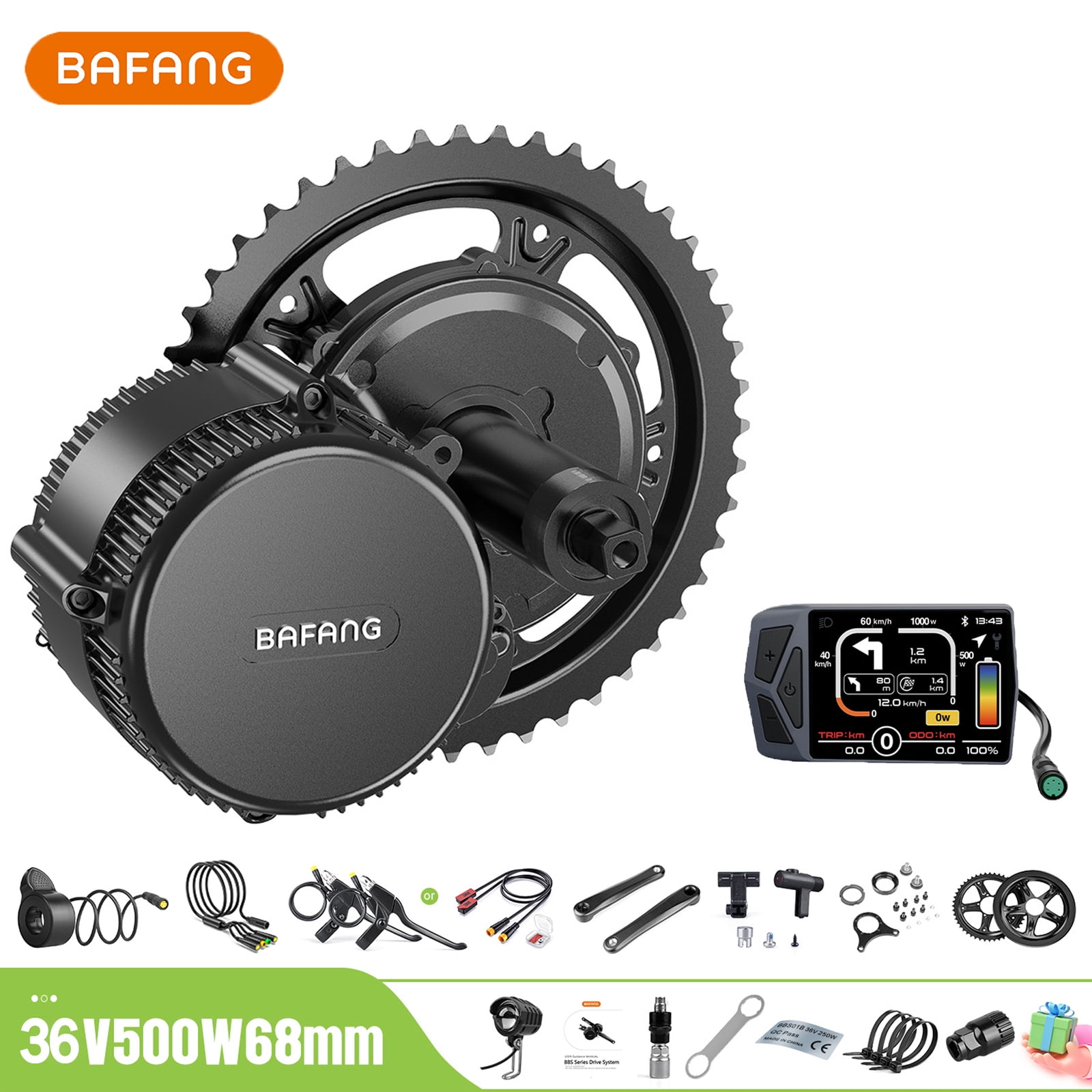 BAFANG Mid Drive Kit 500W BBS02B Electric Bike Conversion Kit 36V Ebike ...