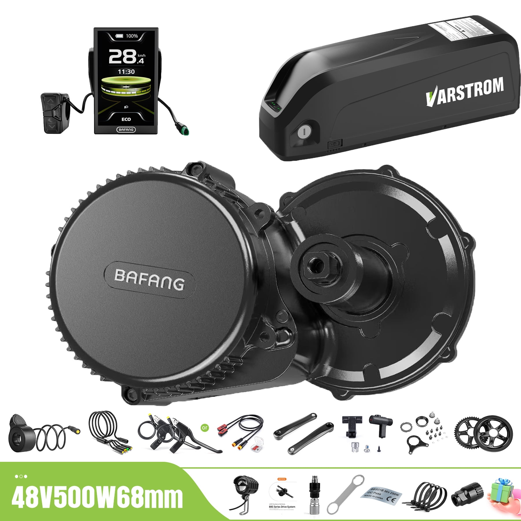 BAFANG Mid Drive Kit 500W BBS02B Electric Bike Conversion Kit 48V Ebike ...