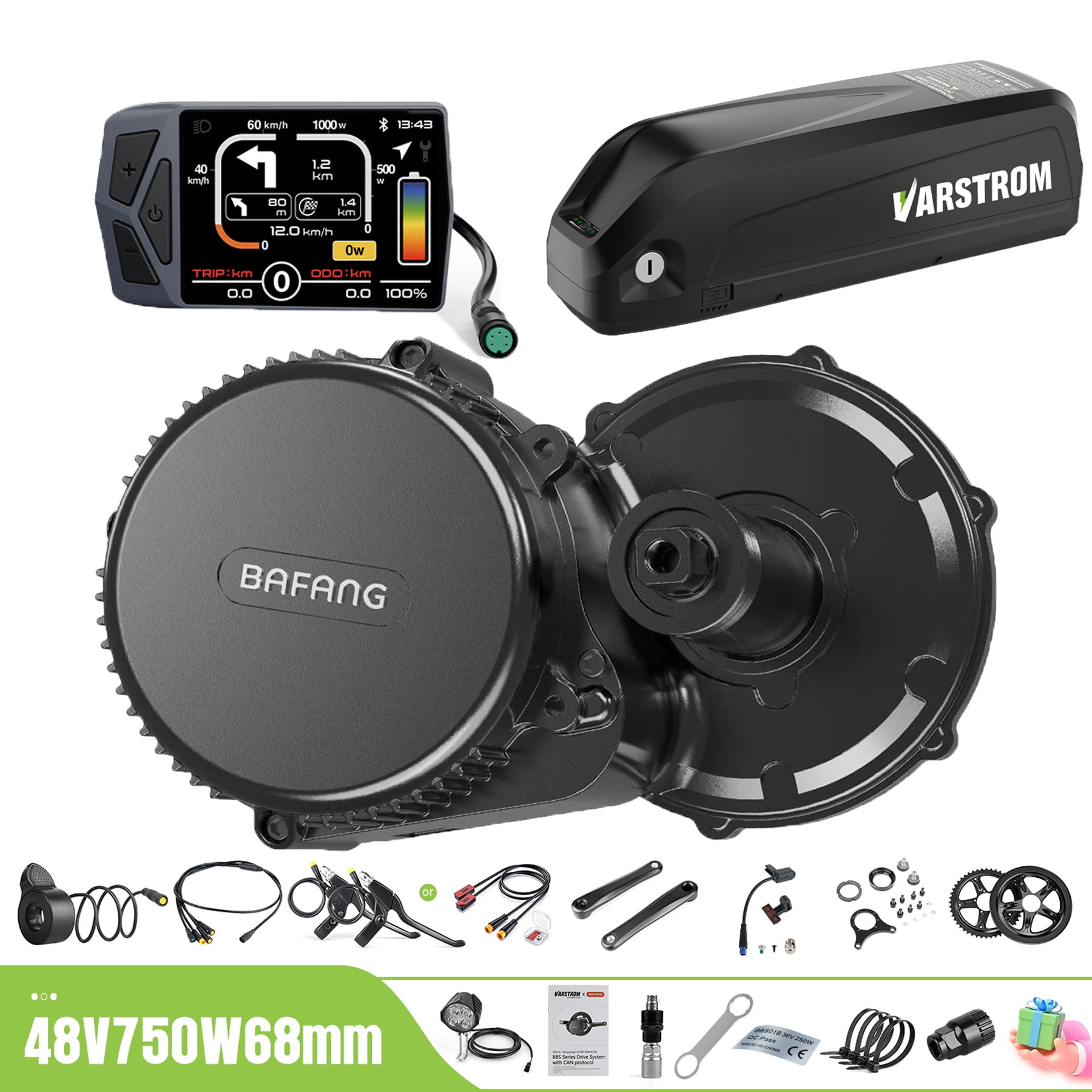 BAFANG Mid Drive Kit 750W BBS02B Electric Bike Conversion Kit 48V Ebike ...