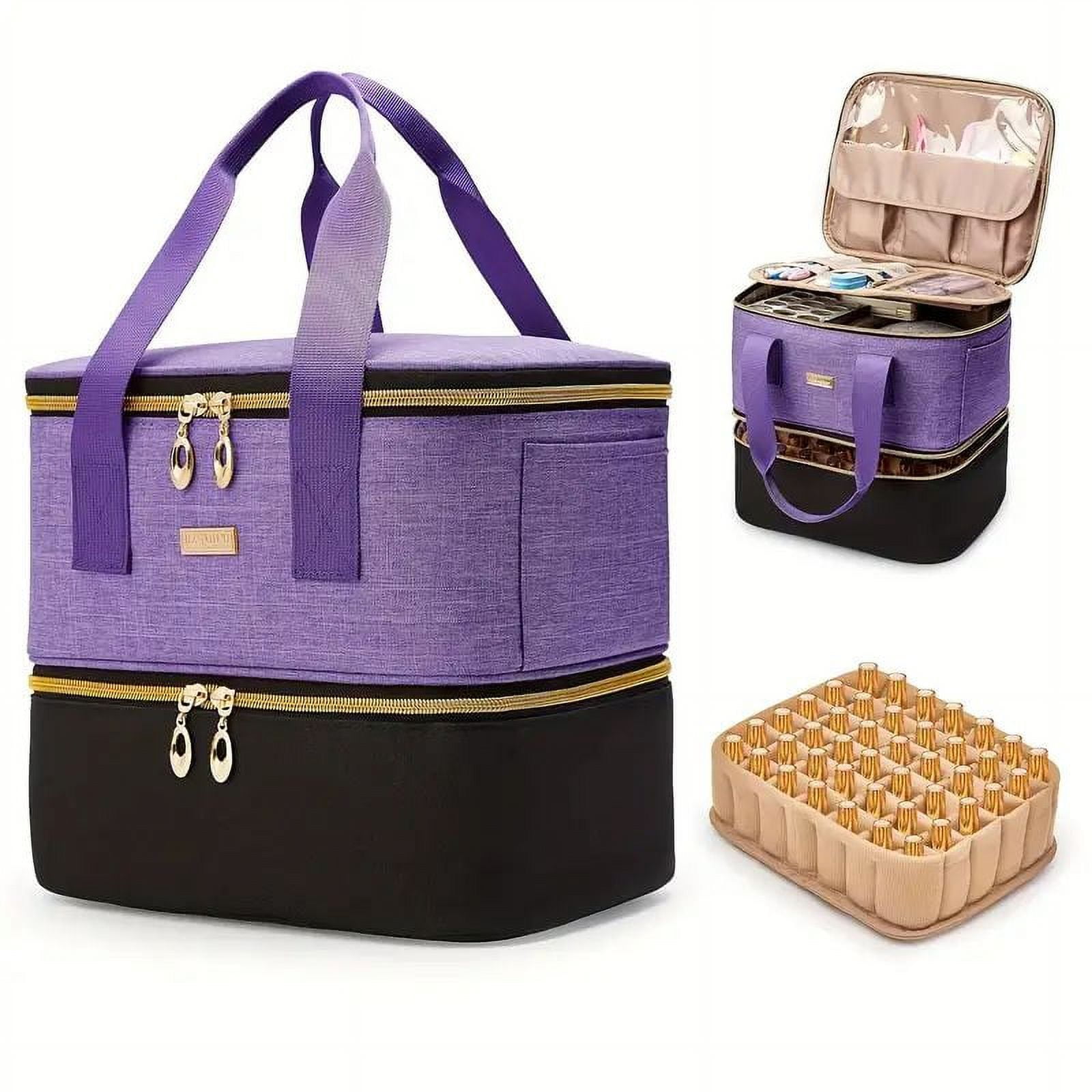 BAGMIND Nail Polish Organizer Storage Case, Upgraded Double Layer Large ...